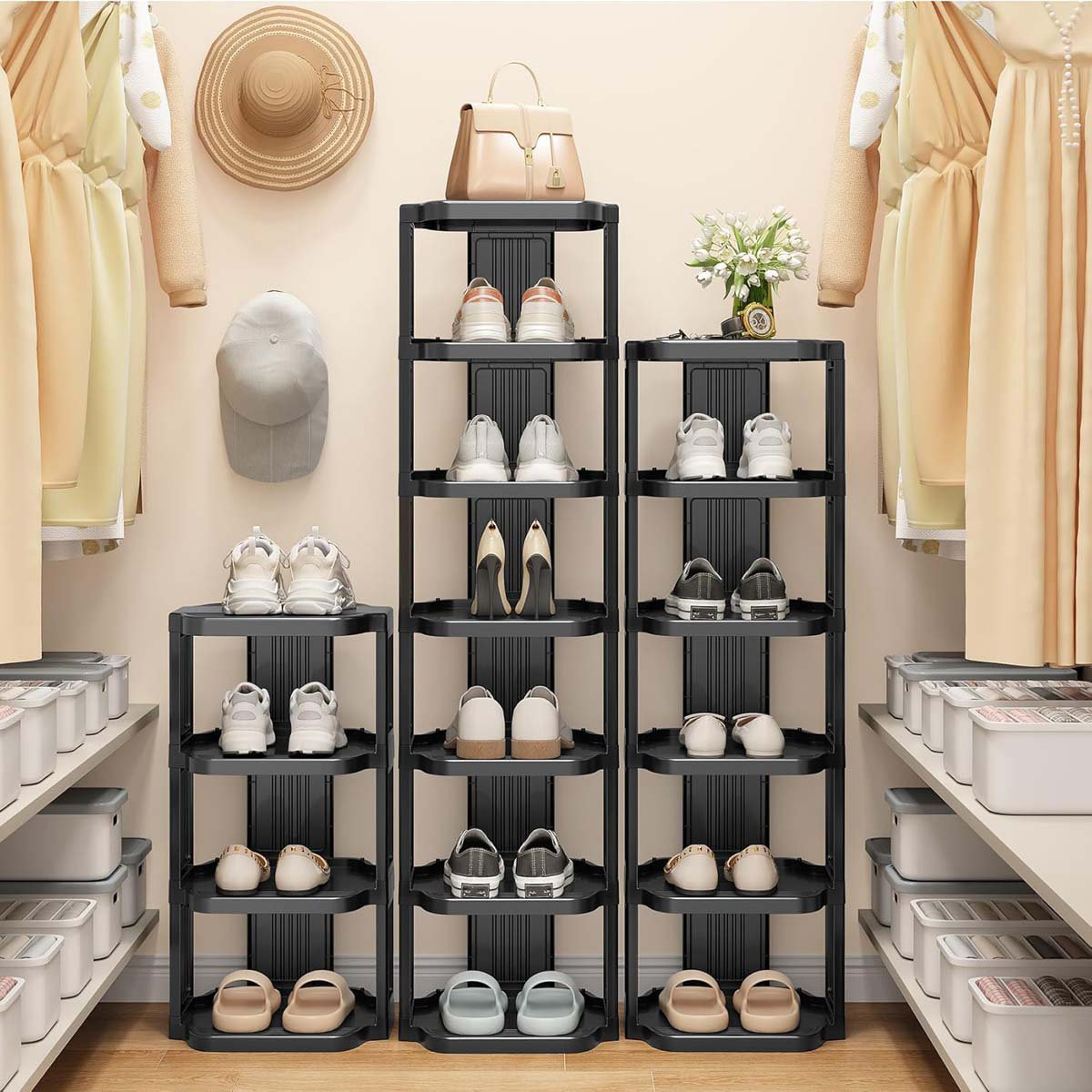 Rebrilliant Vertical Shoe Rack: 8 Tiers Stackable Shoe Rack For Closet ...