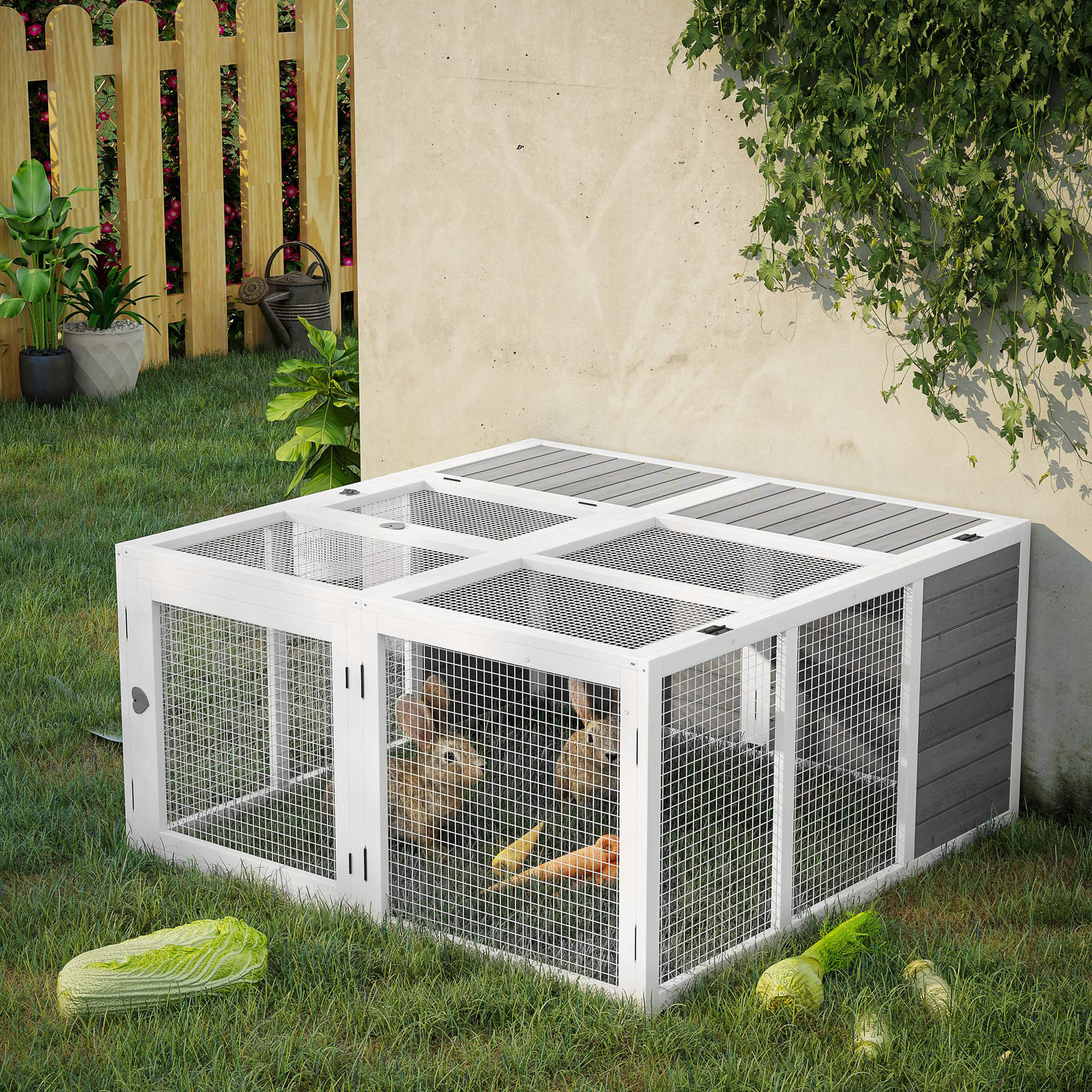 Tucker Murphy Pet™ Outdoor Rabbit House In Gray, Wooden Cage With ...