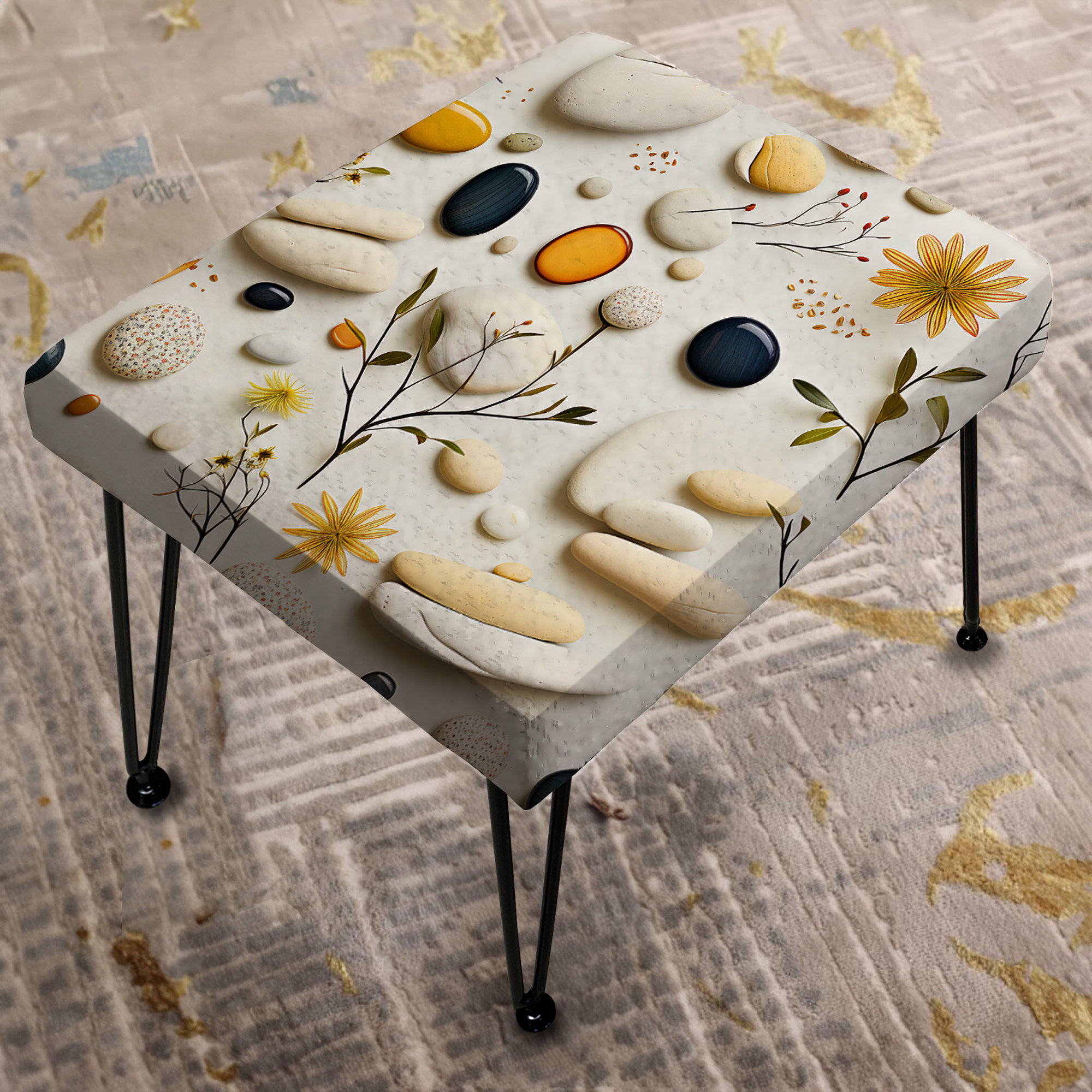 Design Art Serene Stones Zen Pattern For Spa - Botanical Rectangle ...