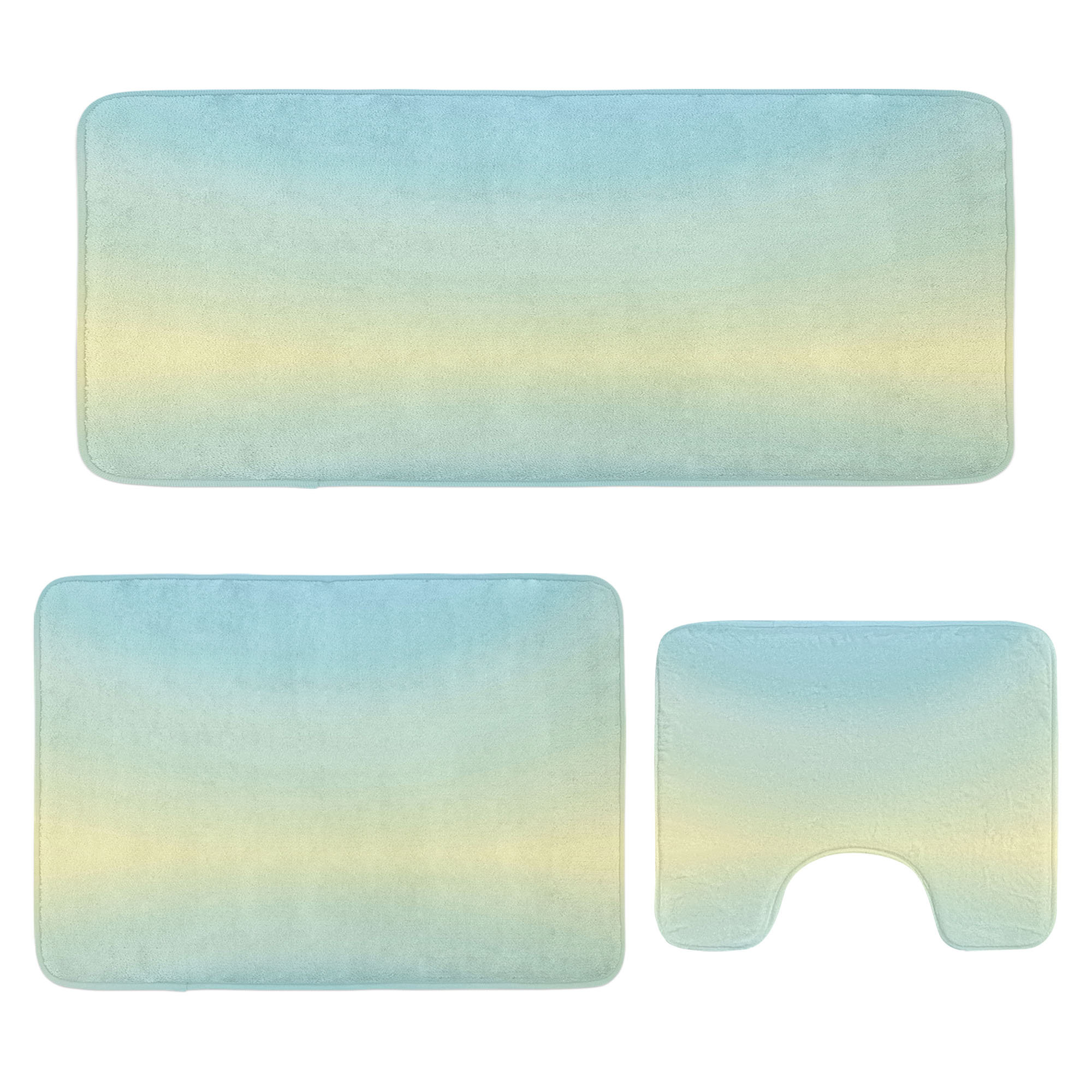 East Urban Home Teal Bathroom Rug Set 3 Pieces U-Shape & Rectangle Mats ...