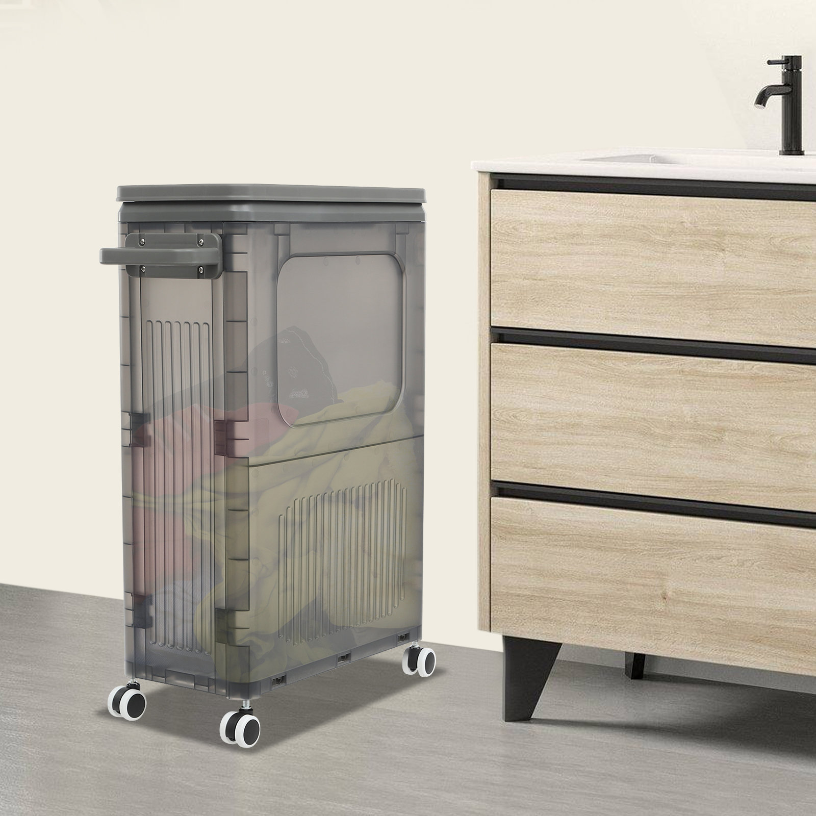 Latitude Run® 48L/12.68Gal Storage Basket With Wheels | Wayfair