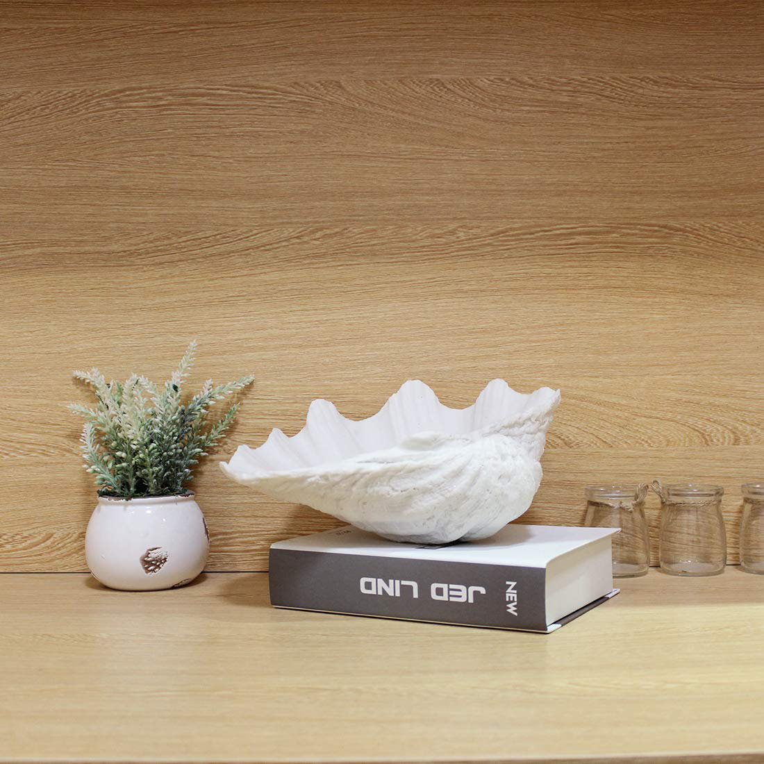 Dovecove Seashell Resin Clam Shell Bowl, Pearl White Coastal Decor for ...