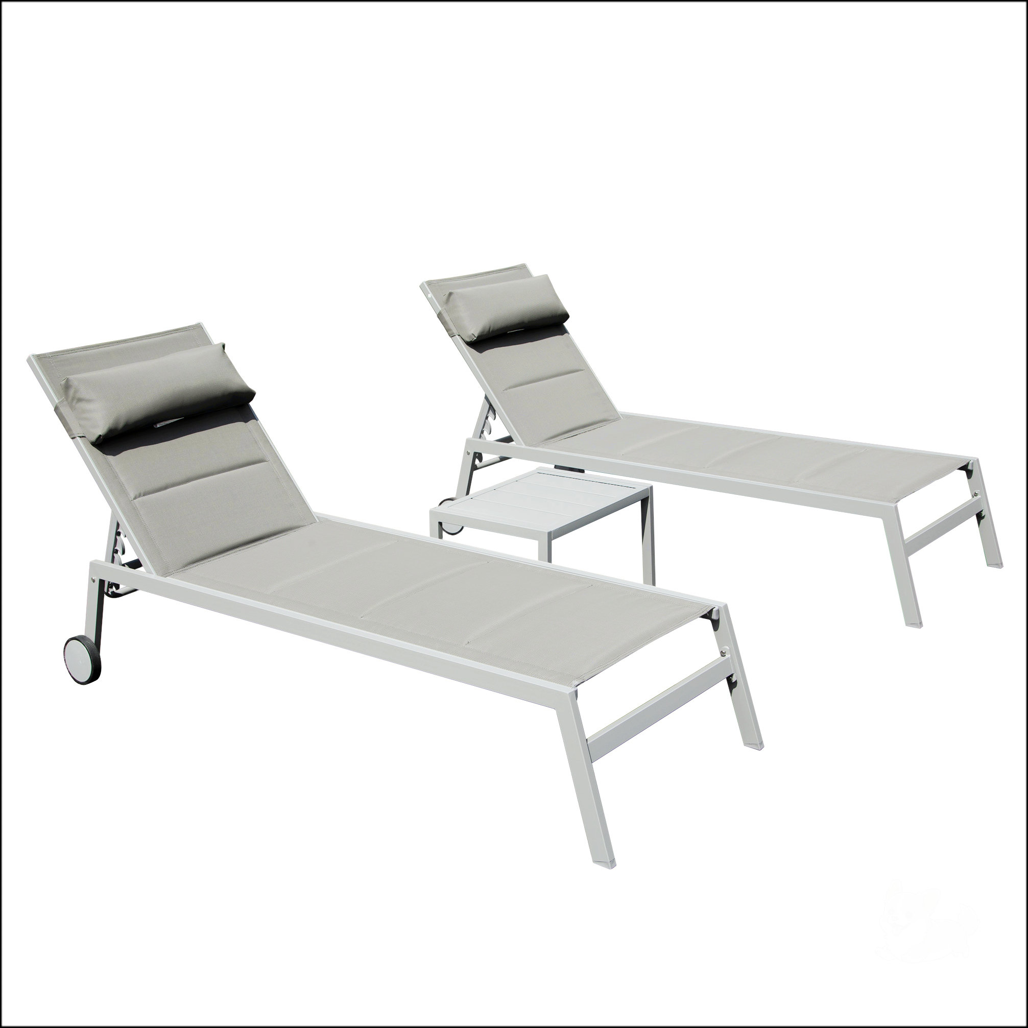 Latitude Run® Aluminum Pool Lounge Chairs With Side Table And Wheels ...