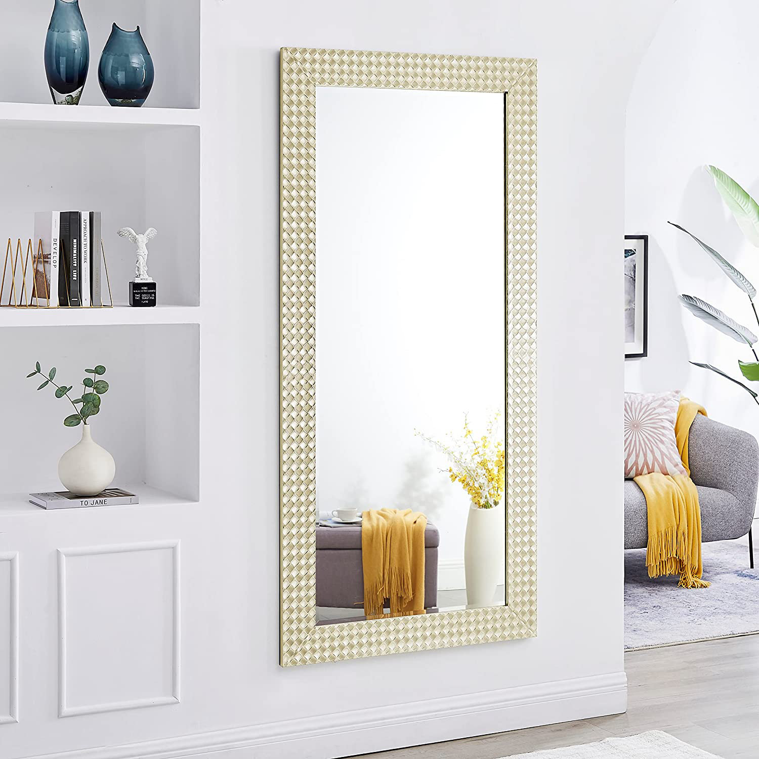 Latitude Run® Jadeah Beaded Framed Mirror, 66" x 32" Full Length Mirror ...