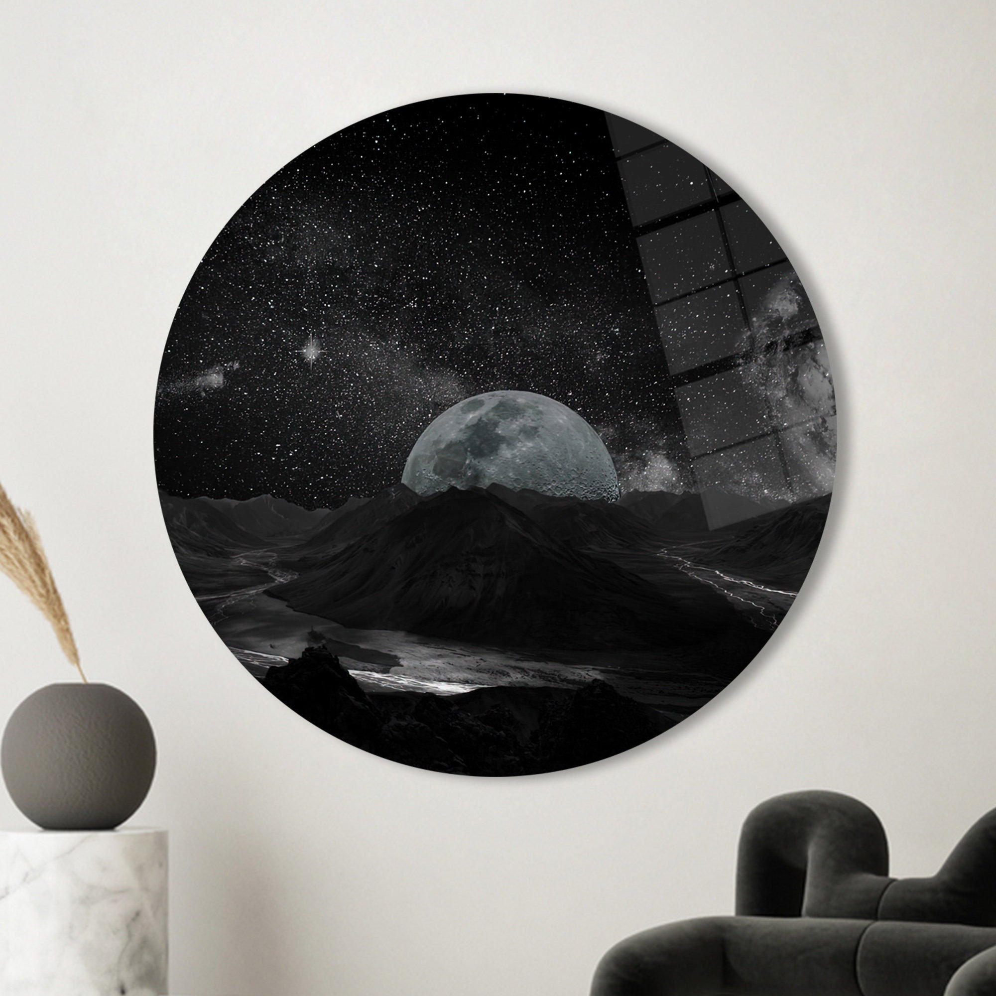 Loon Peak® Starry Night Sky Landscape Glass Wall Art Featuring a Full ...