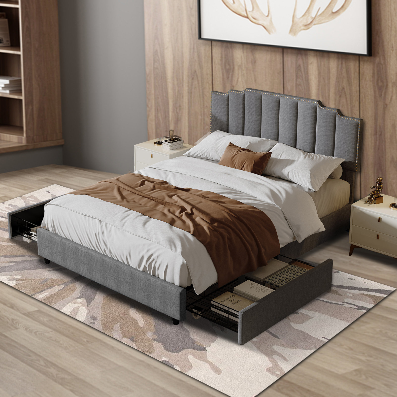 Latitude Run® Upholstered Metal Platform Storage Bed | Wayfair