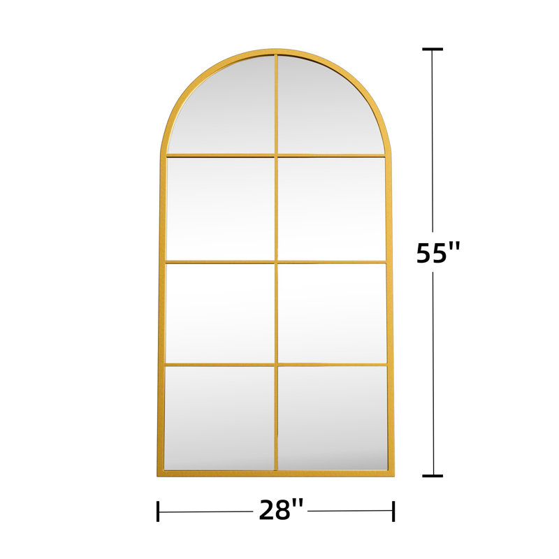 Mercer41 Iron right-angled arched gold pane wall mirror | Wayfair