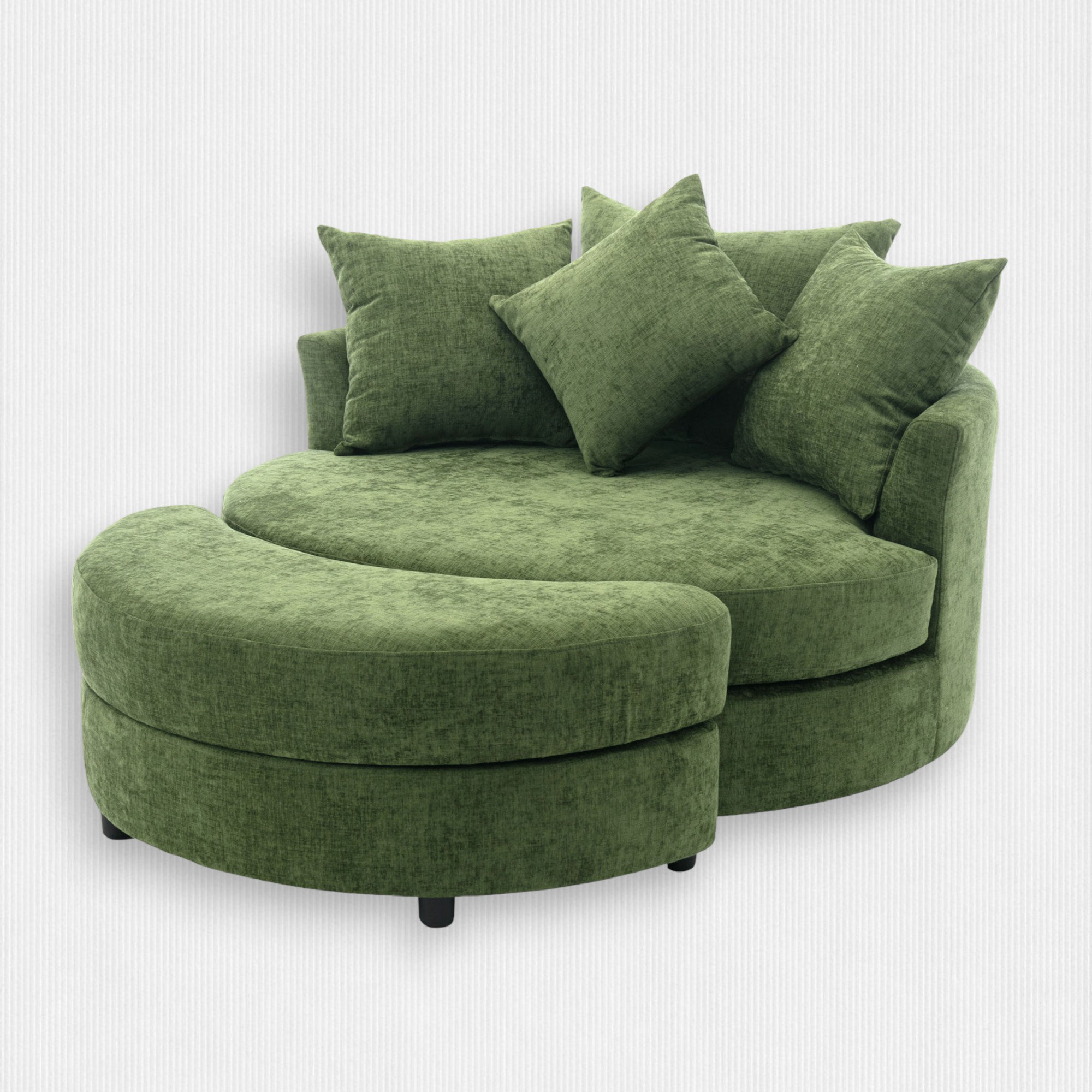 Orren Ellis Ryelle Upholstered Swivel Barrel Chair with Ottoman | Wayfair