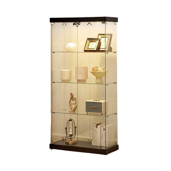 Wrought Studio™ Klariza 4-Tier Tall Glass Cabinet, Sturdy Display ...
