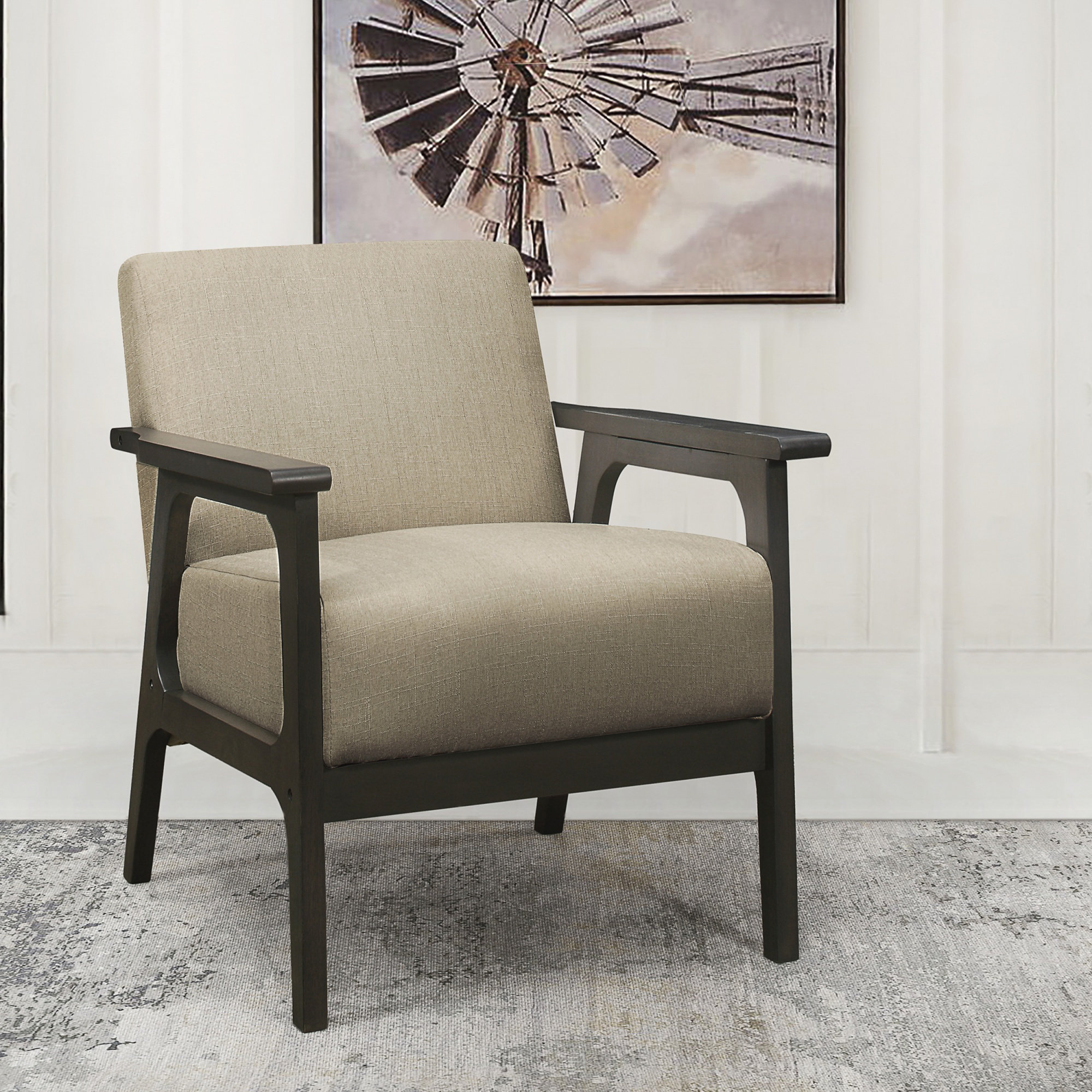 George Oliver Fabric Upholstered Accent Chair 1Pc Solid Rubberwood ...