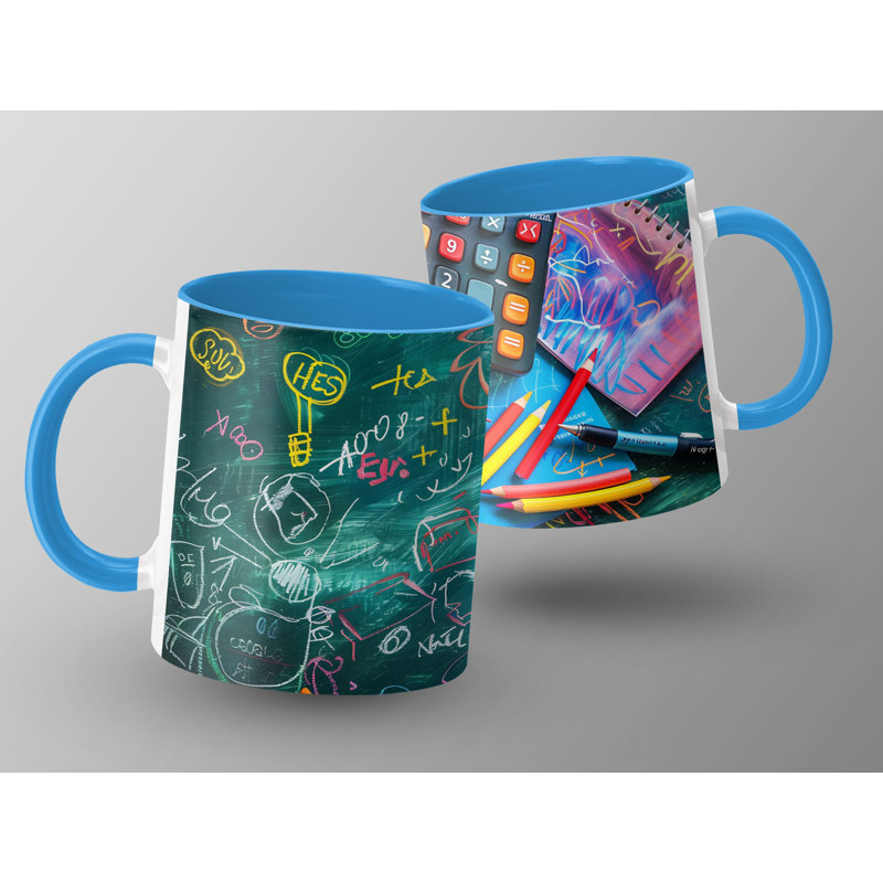 East Urban Home Set of 2 Kids Drawing Style 11oz Accent Mugs – White ...