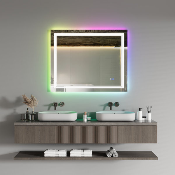 Deervalley 40"X 32" RGB LED Bathroom Mirror, Front Light And RGB ...