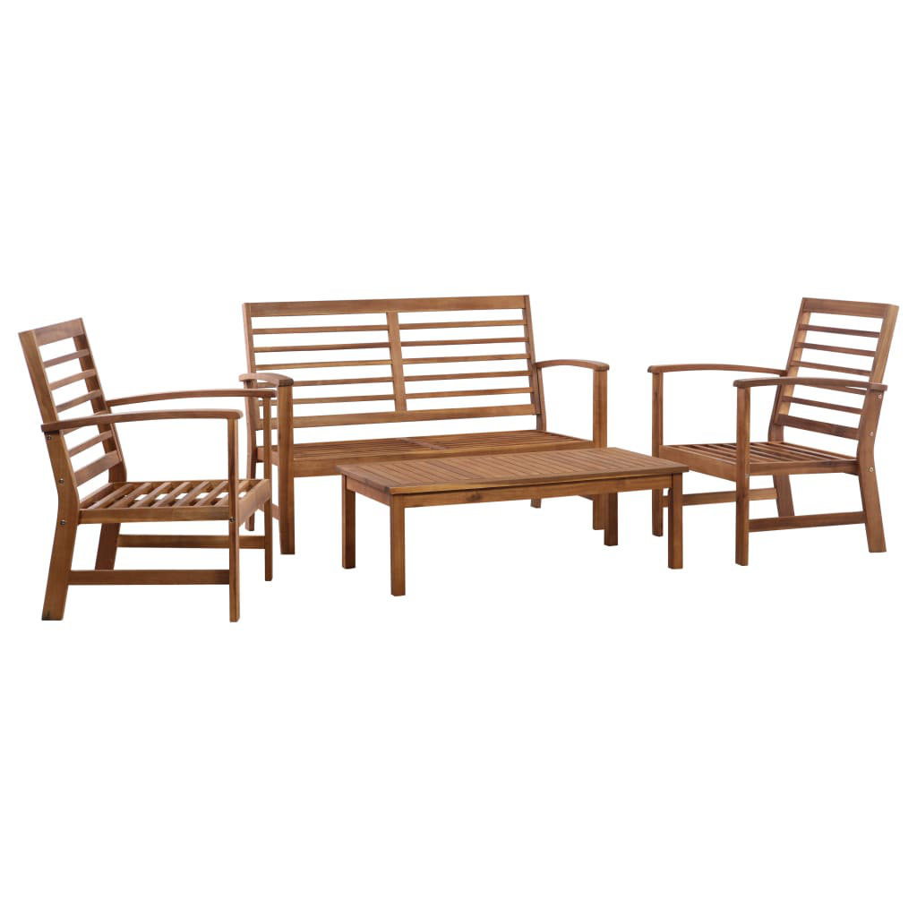 Winston Porter Patio Furniture Set 4 Piece Bench Chair with Table Solid ...