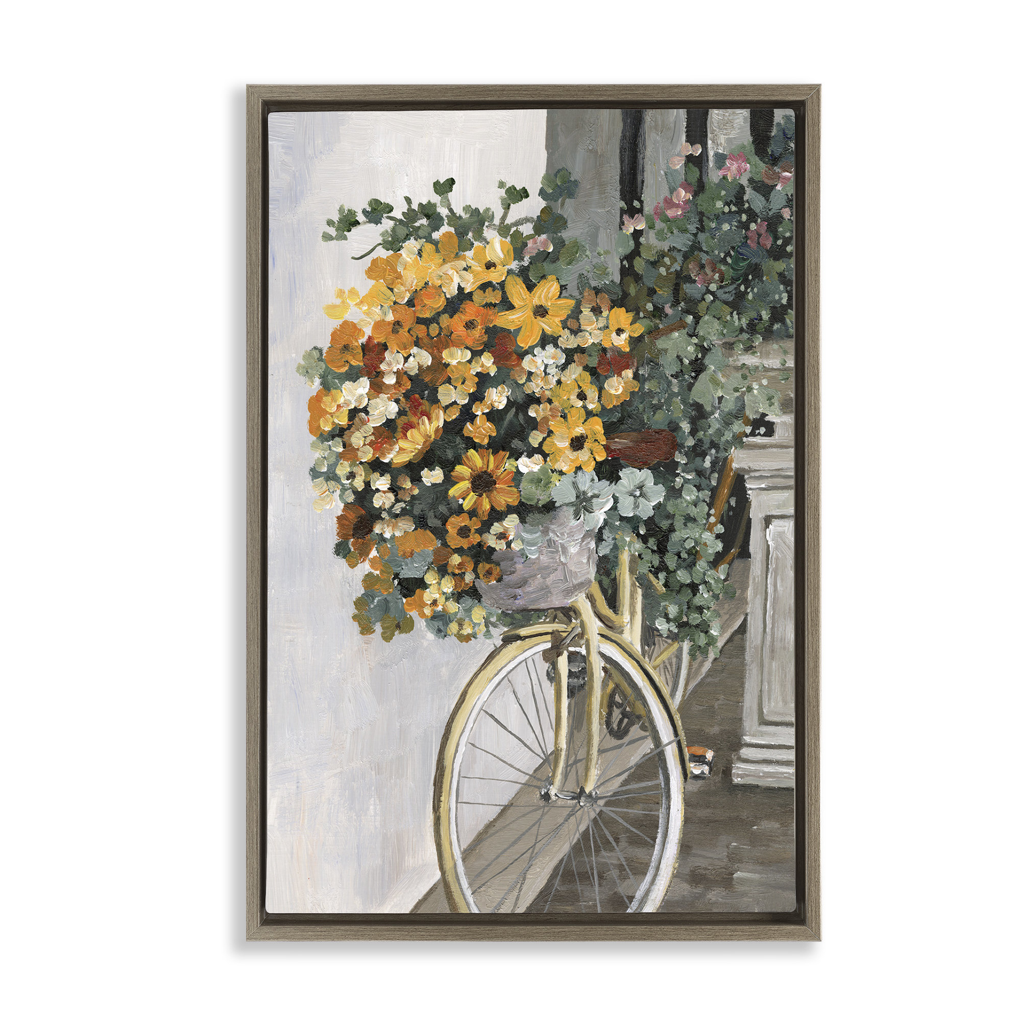 Red Barrel Studio® Bouquet on Bicycle Framed Floater Canvas by Dogwood ...
