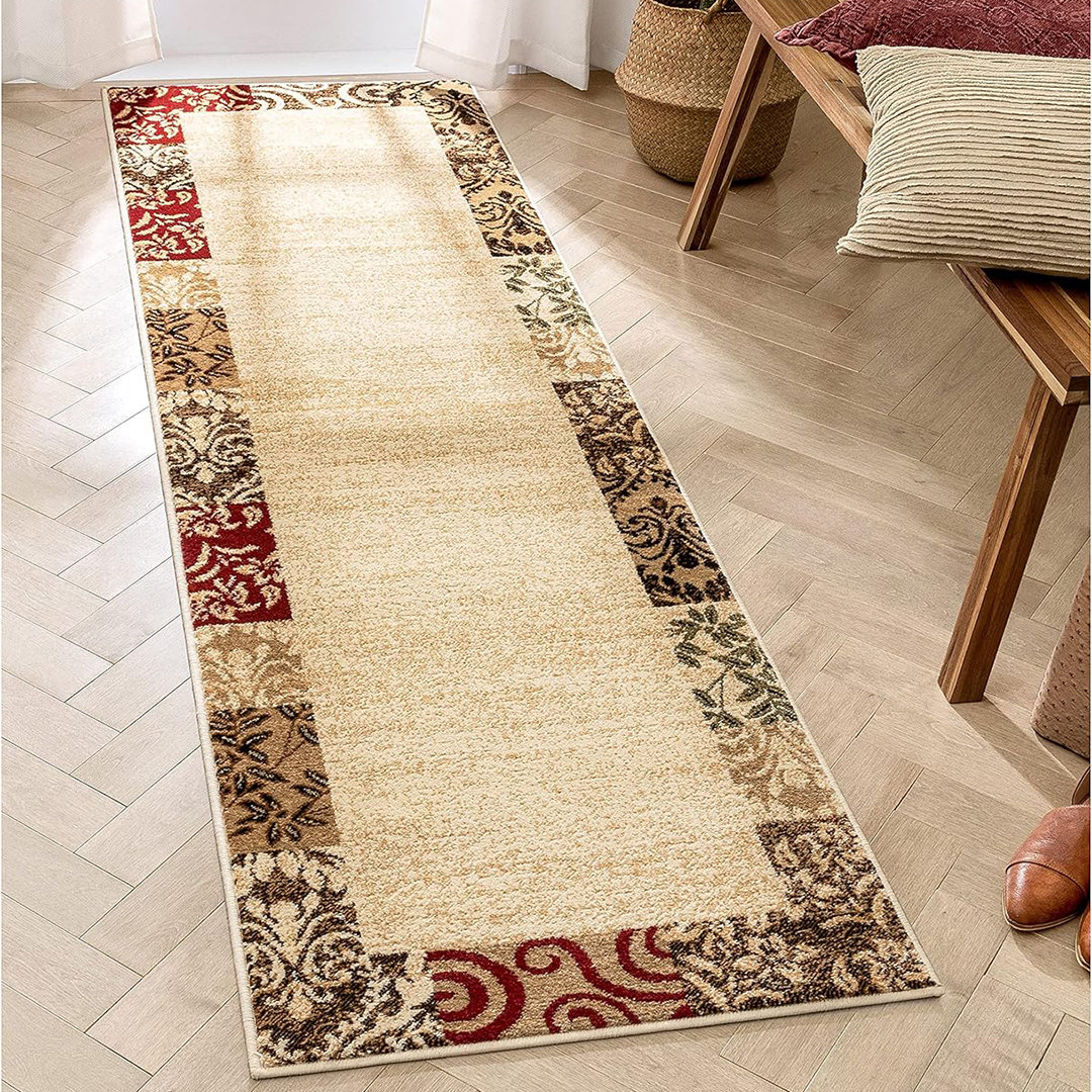 Red Barrel Studio® Beige 2x7 Runner Rug,Willow Damask,for Hallways ...
