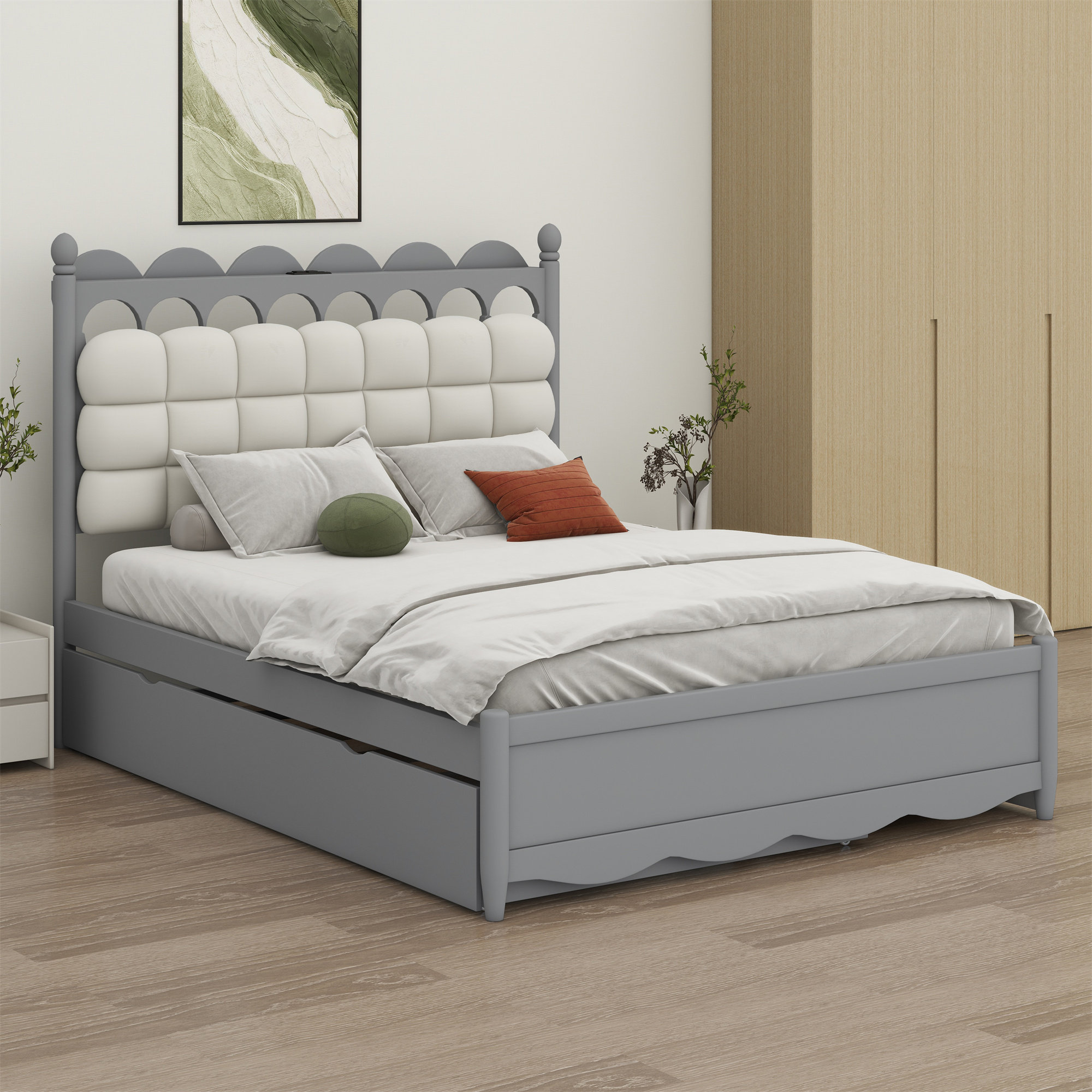 Red Barrel Studio Wooden Storage Platform Bed, With 2 Big Drawers ...