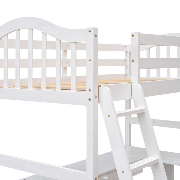 Harriet Bee Gerrilee Twin 2 - Drawer Solid Wood Loft Bed with Bookcase ...