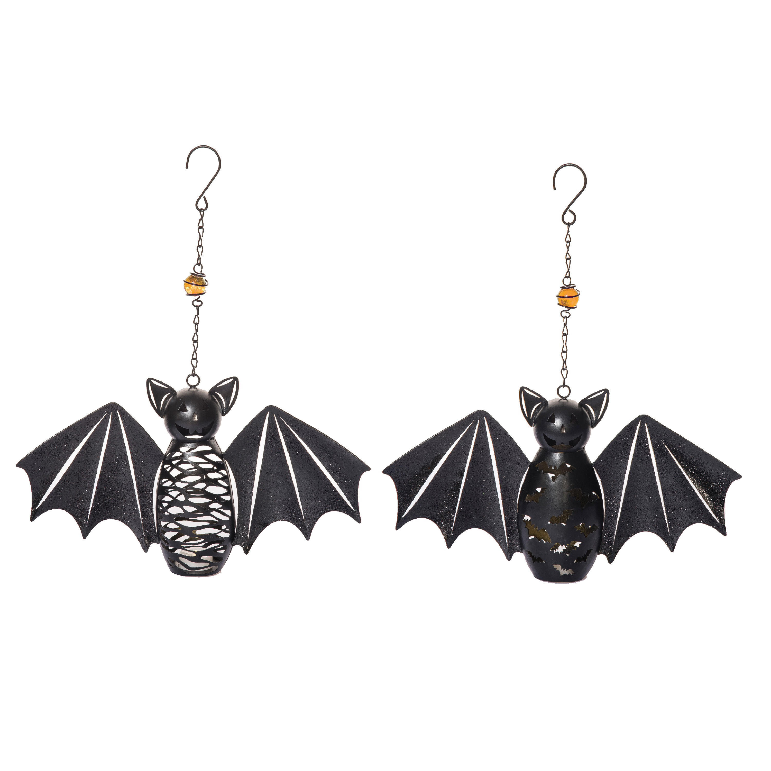 The Holiday Aisle® Metal Light Up Hanging Bat Decor w/Punch Set of 2 ...