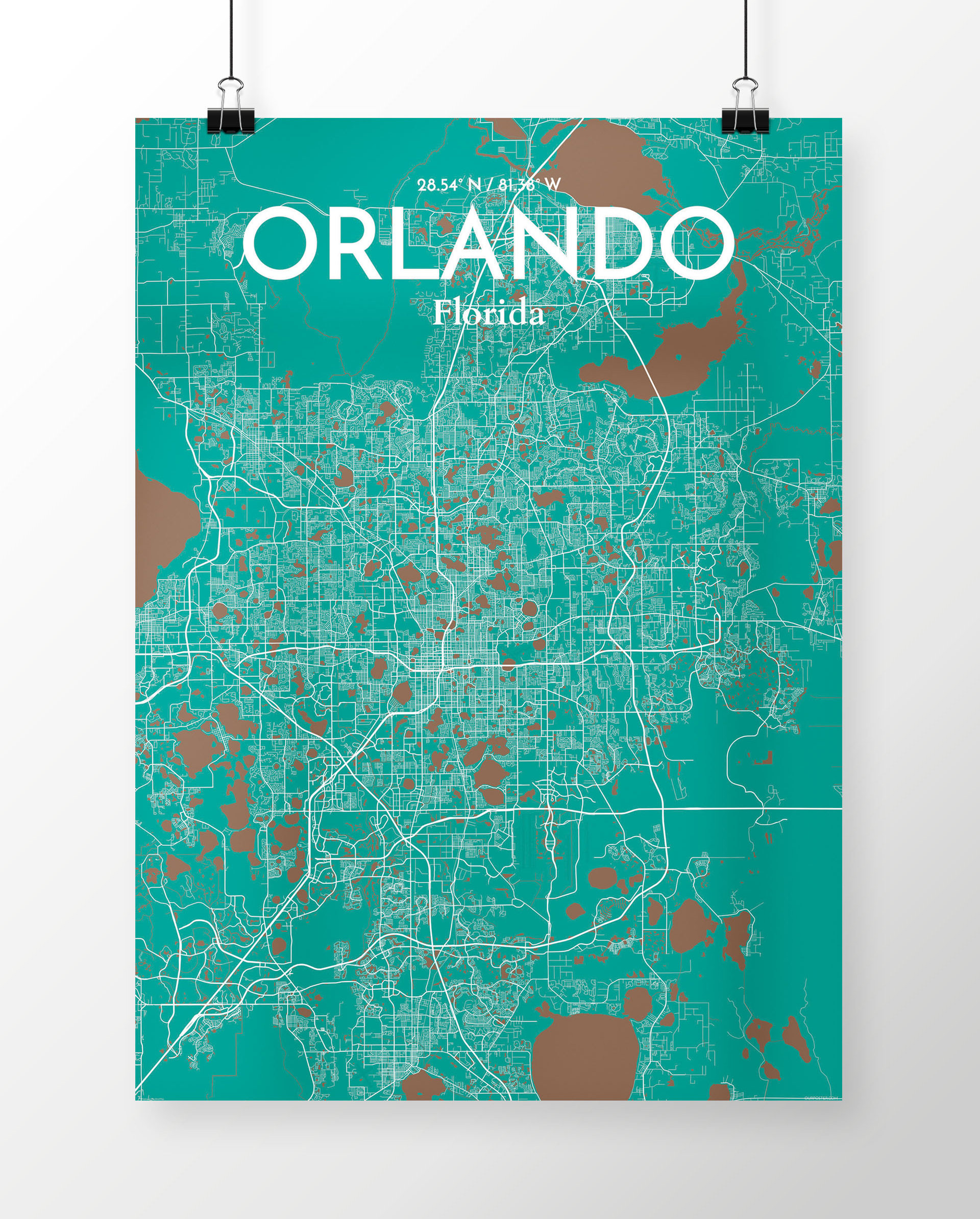 OurPoster.com 'Orlando City Map' Graphic Art Print Poster in Nature ...