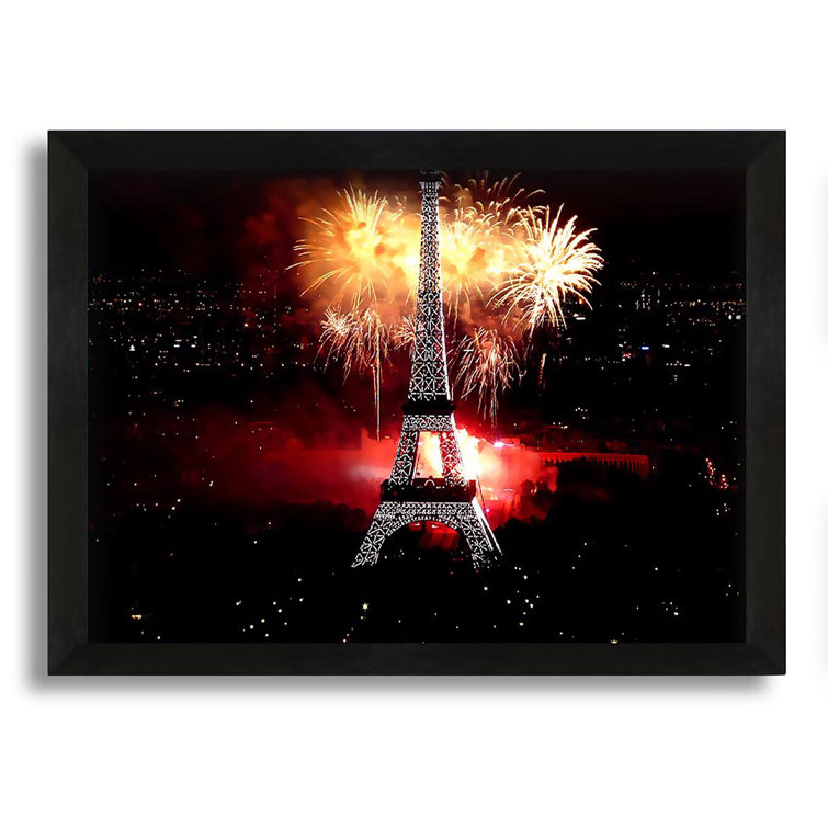 Ebern Designs Fireworks Eiffel Tower - Single Picture Frame Photograph ...
