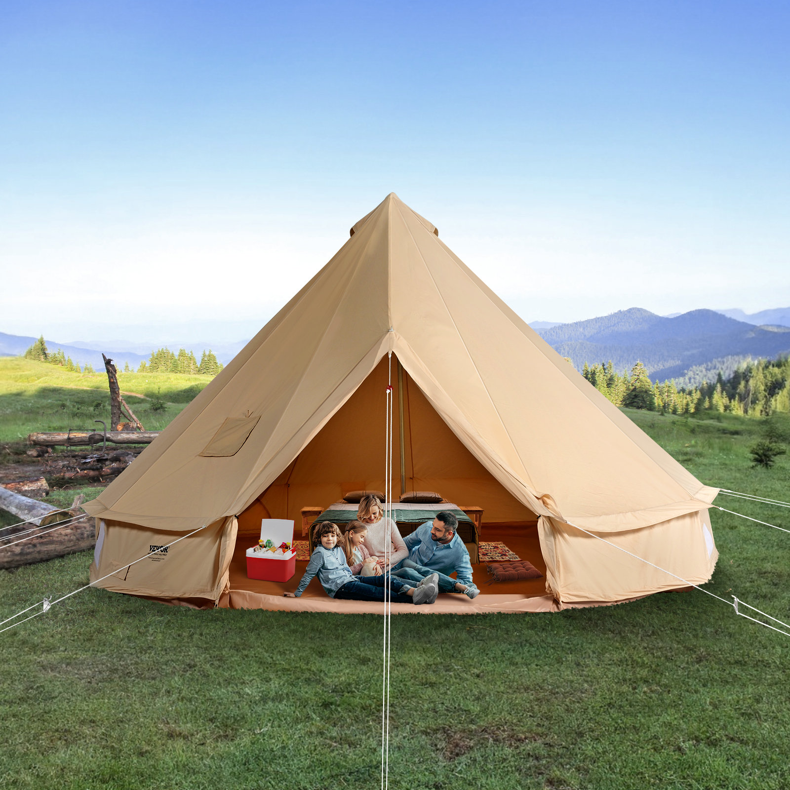 VEVOR Canvas Bell Tent 4-Season Camping Yurt Tent with Stove Jack ...