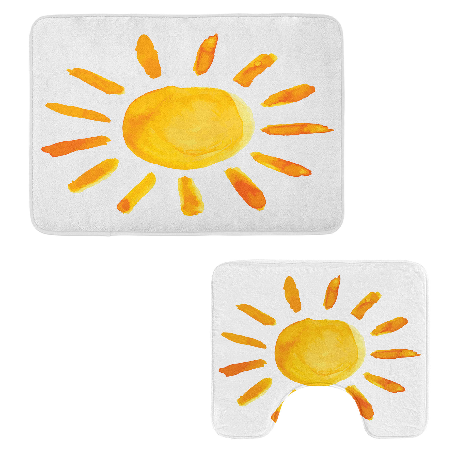 East Urban Home Yellow Bathroom Rug Set 2 Pieces Rectangle & Contour ...