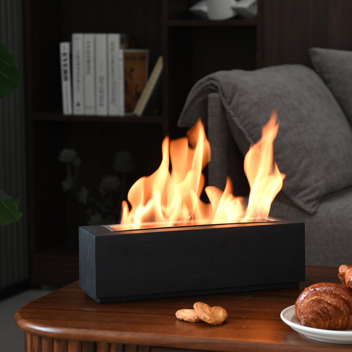 yatemate Large Rectangle Tabletop Firepit Concrete Tabletop Fireplace ...