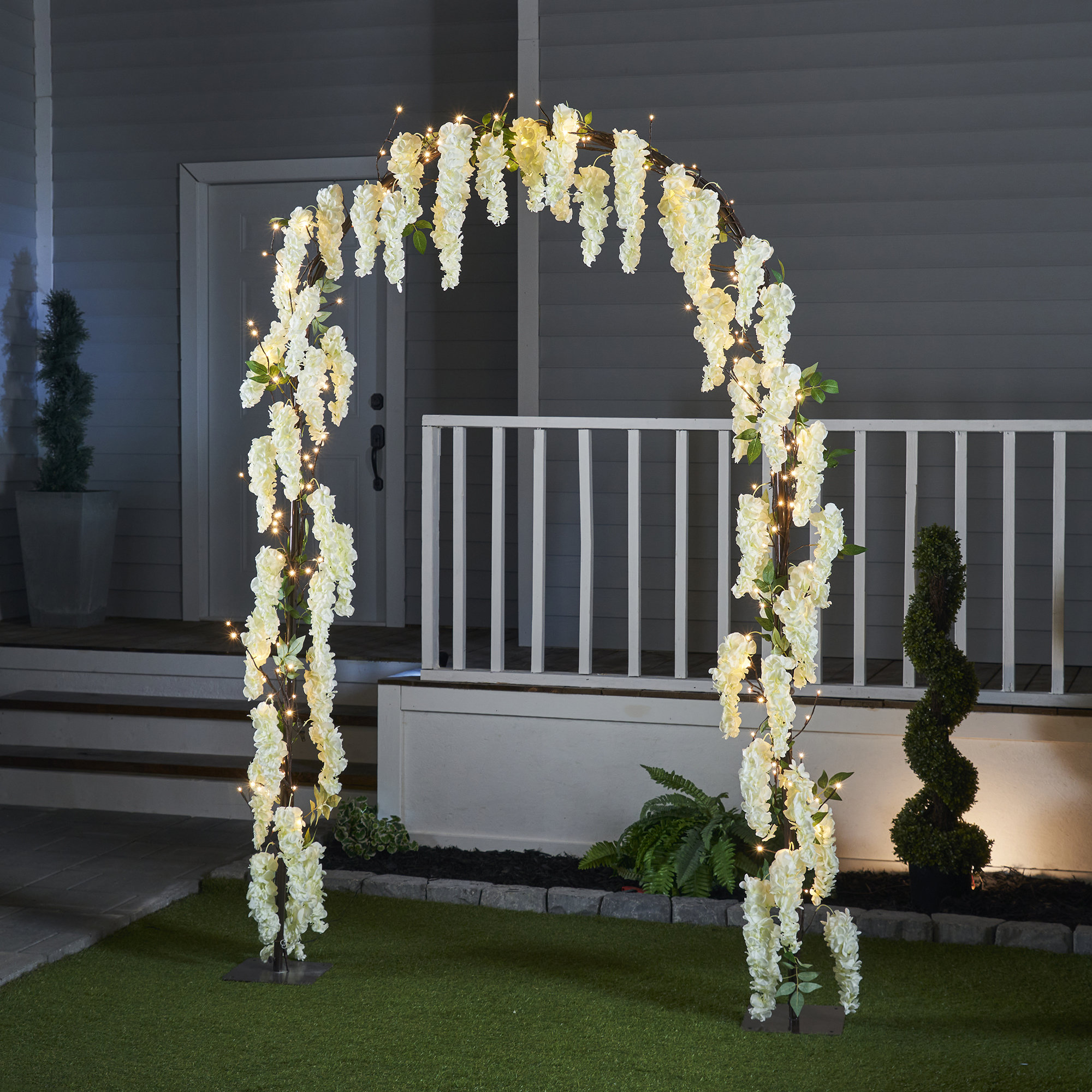 Hi-Line Gift Ltd. 90.55" Wisteria LED Lighted Arbor Wedding Arch | Wayfair