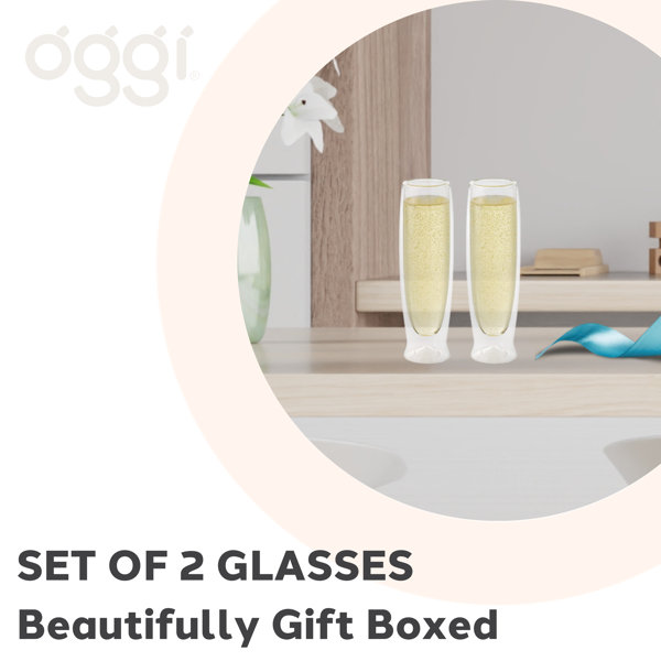 OGGI 2 - Piece 6oz. Glass Flute Glassware Set | Wayfair