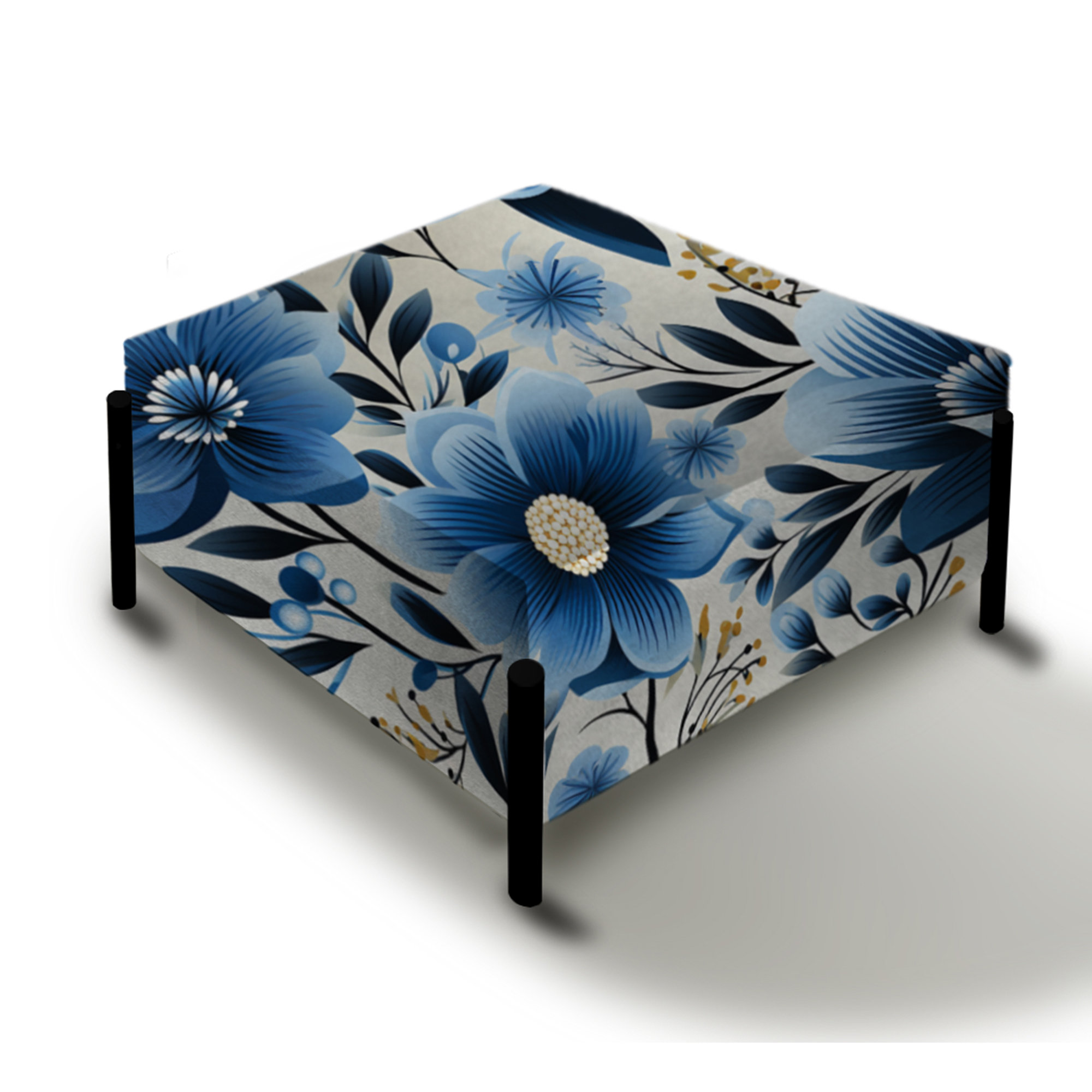 Design Art Vintage Blue And Beige Floral Pattern - Floral Large Square ...