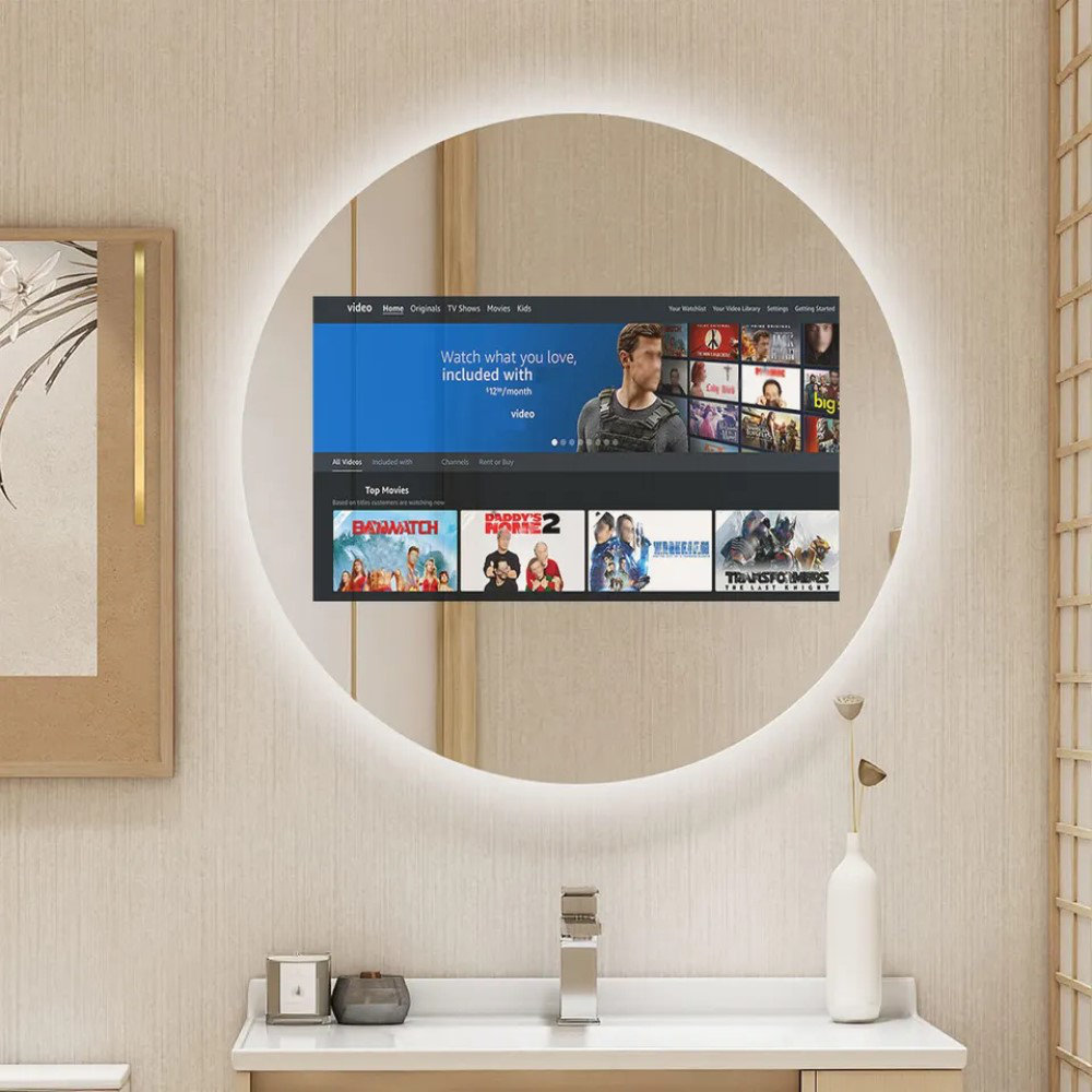 Orren Ellis Smart Led Bathroom Mirror With Built-in Tv , Youtube ...