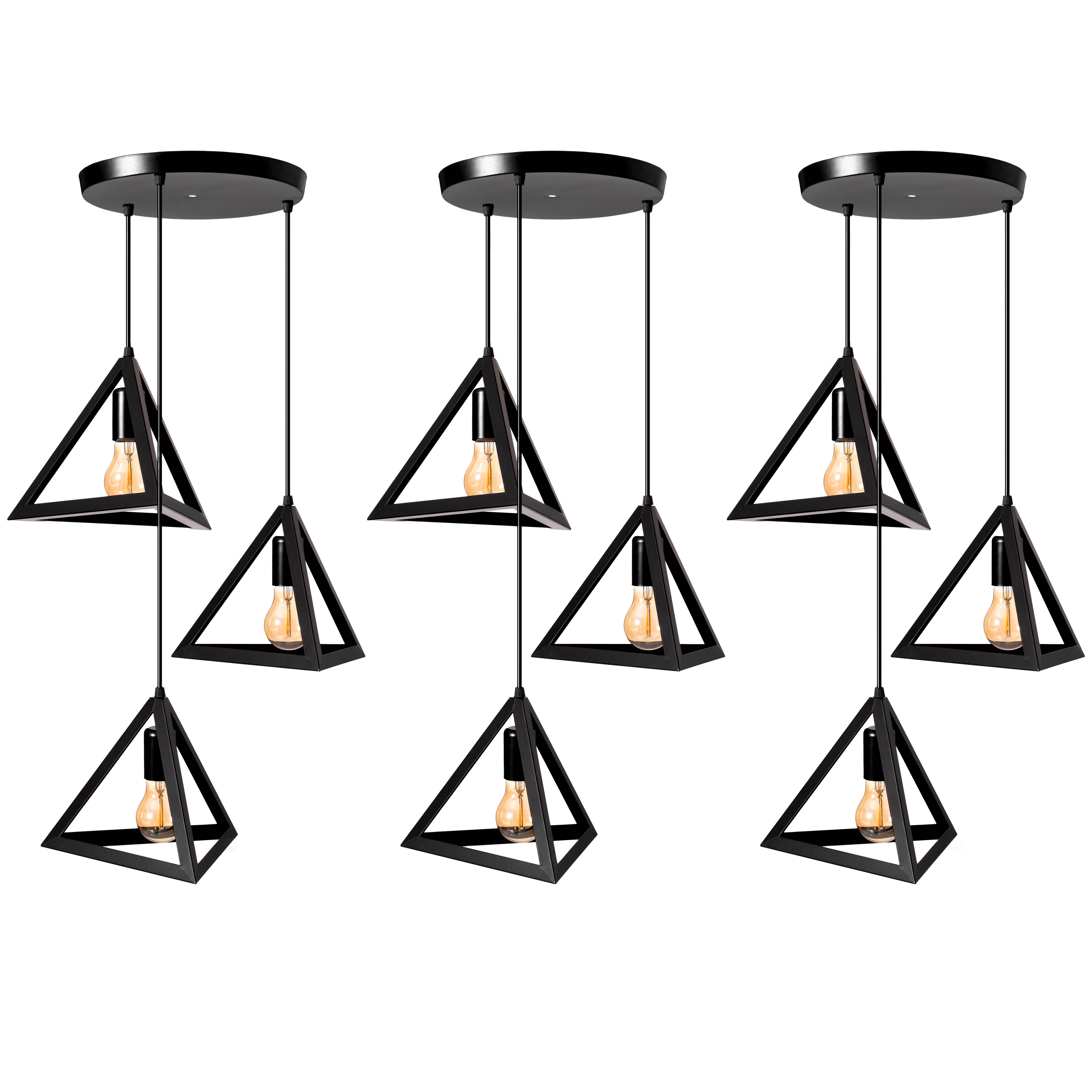 George Oliver Set Of 3 George Oliver Modern Black Chandelier - 3-bulb ...