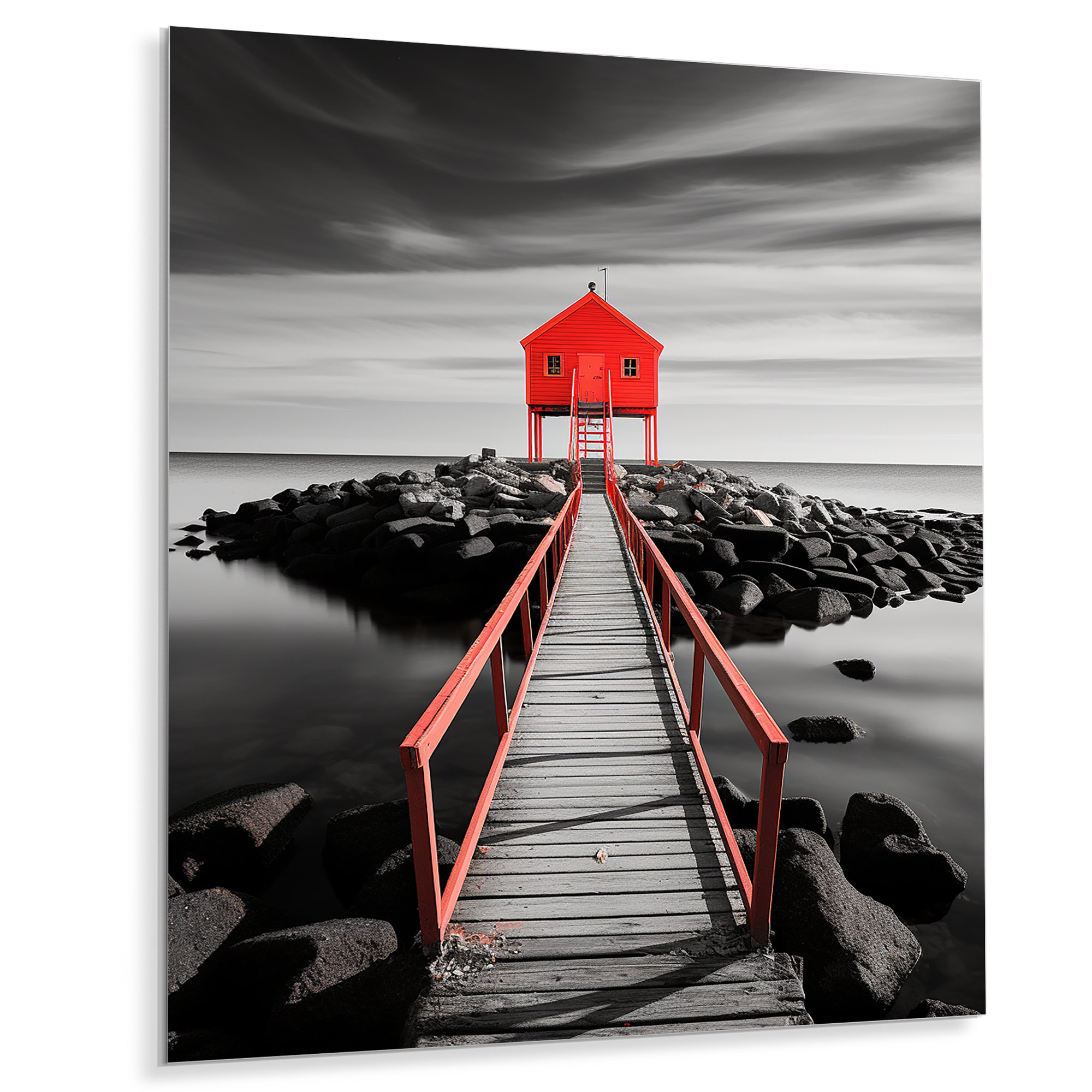 Highland Dunes Coastal Pier Reflections I - Nautical & Beach Metal Wall ...