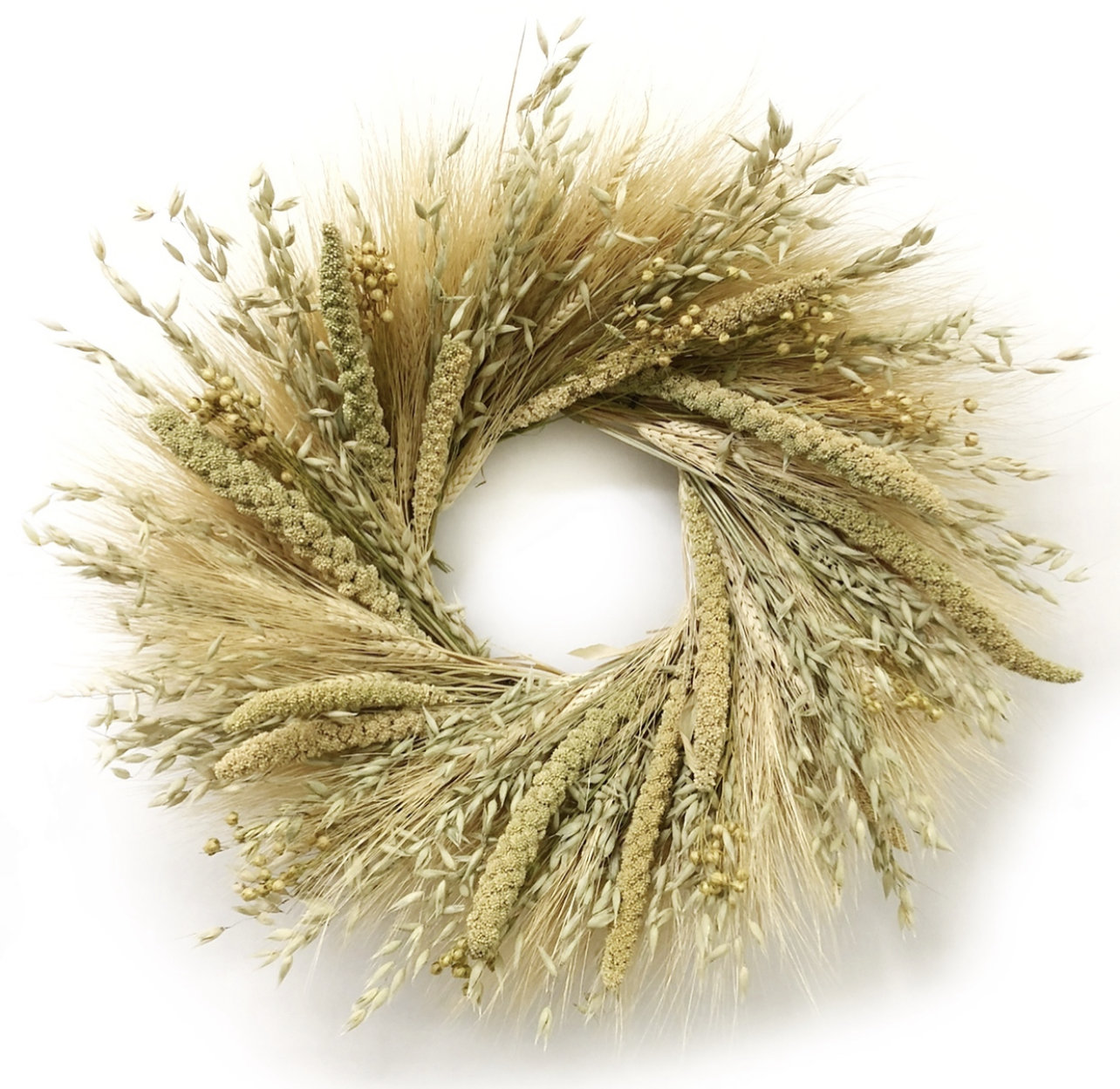 The Holiday Aisle® Dried Millet and Blonde Wheat 22" Wreath | Wayfair