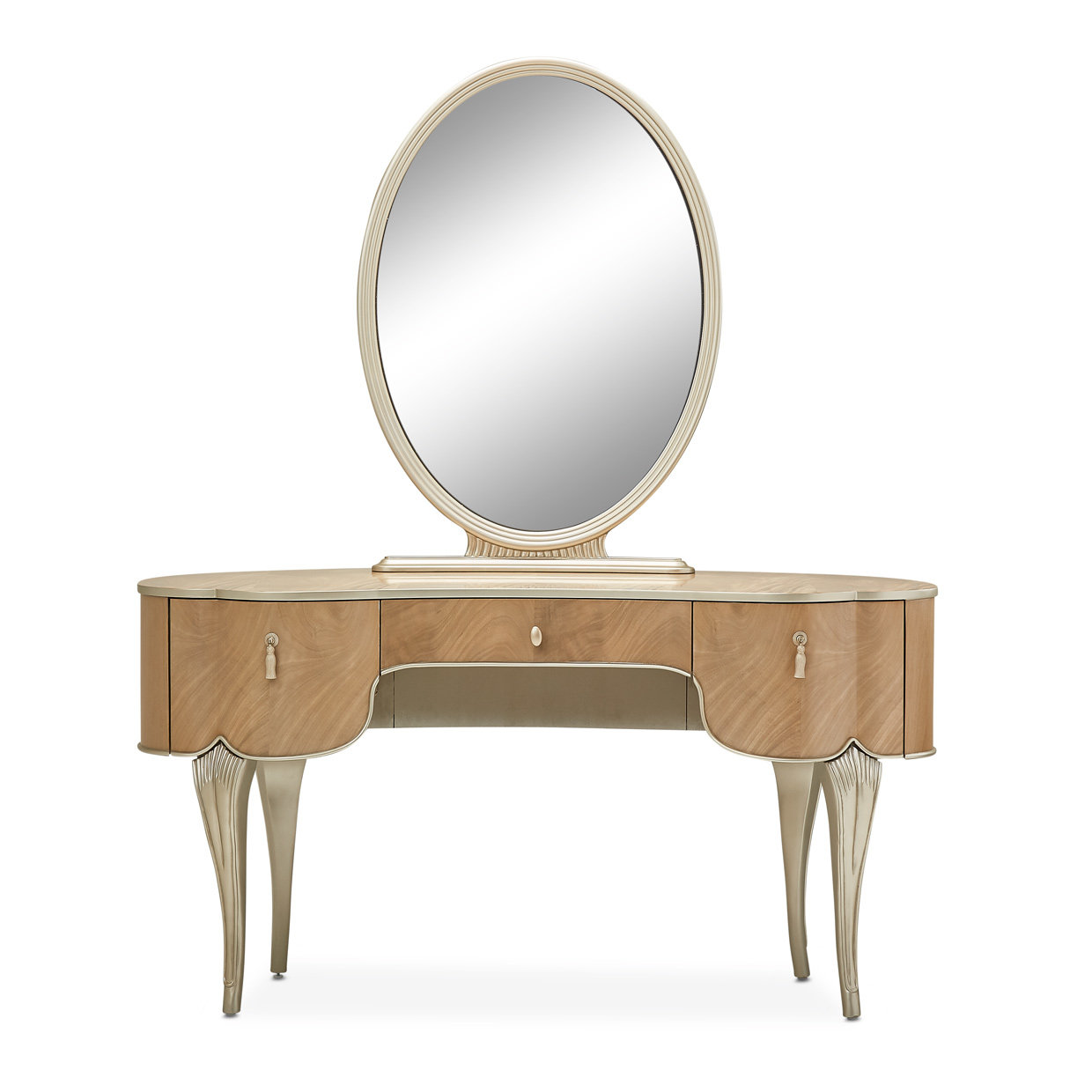Michael Amini Villa Cherie Vanity with Mirror - Caramel & Reviews | Wayfair