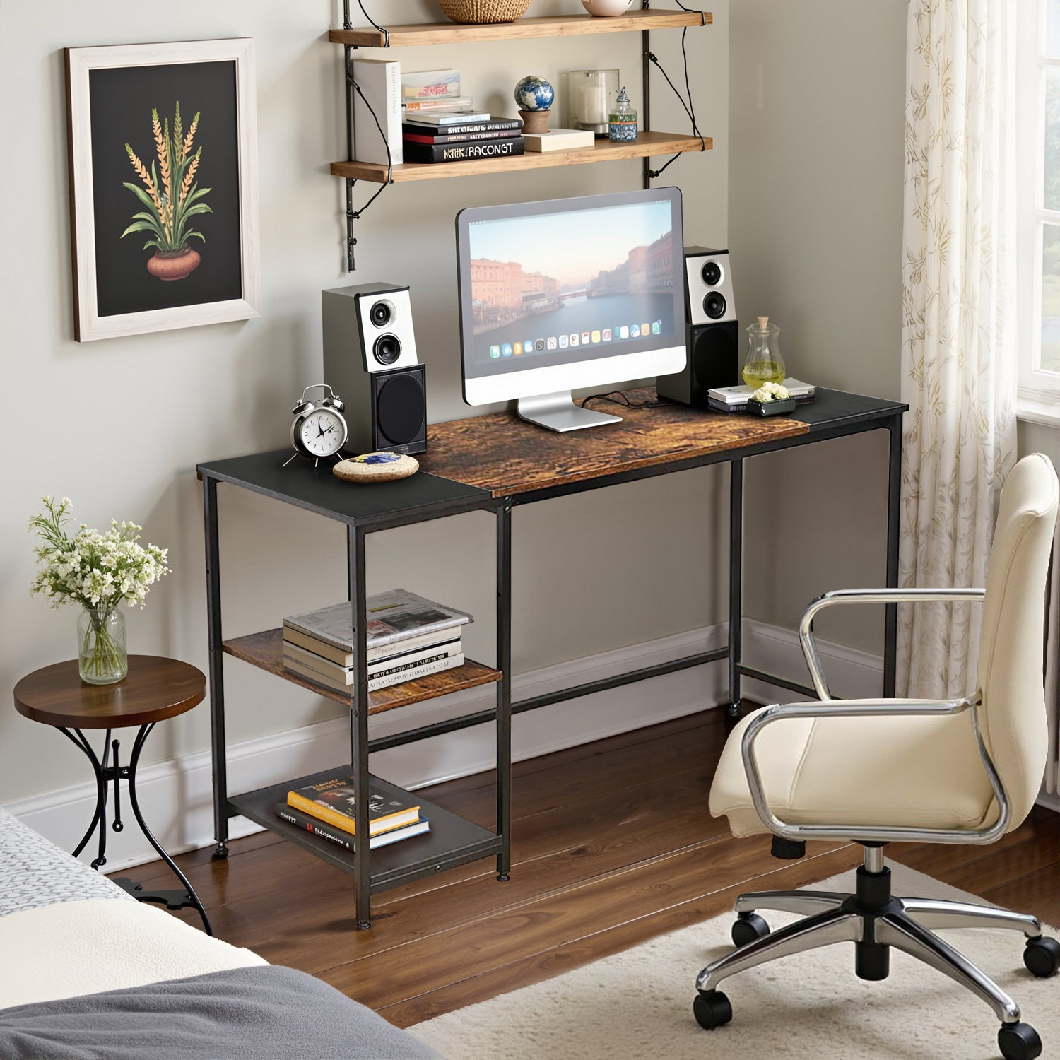Inbox Zero Computer Desk With Shelves, Gaming Desk, Corner Desk Home ...