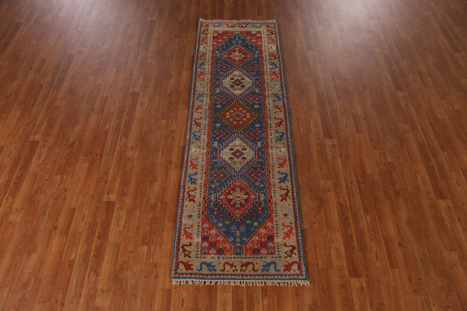 Wildon Home® Blue Geometric Traditional Indian Runner Rug 3x8 | Wayfair
