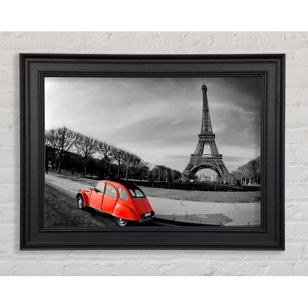 Marlow Home Co. Red Car-Eiffel Tower Paris - Single Picture Frame Print ...