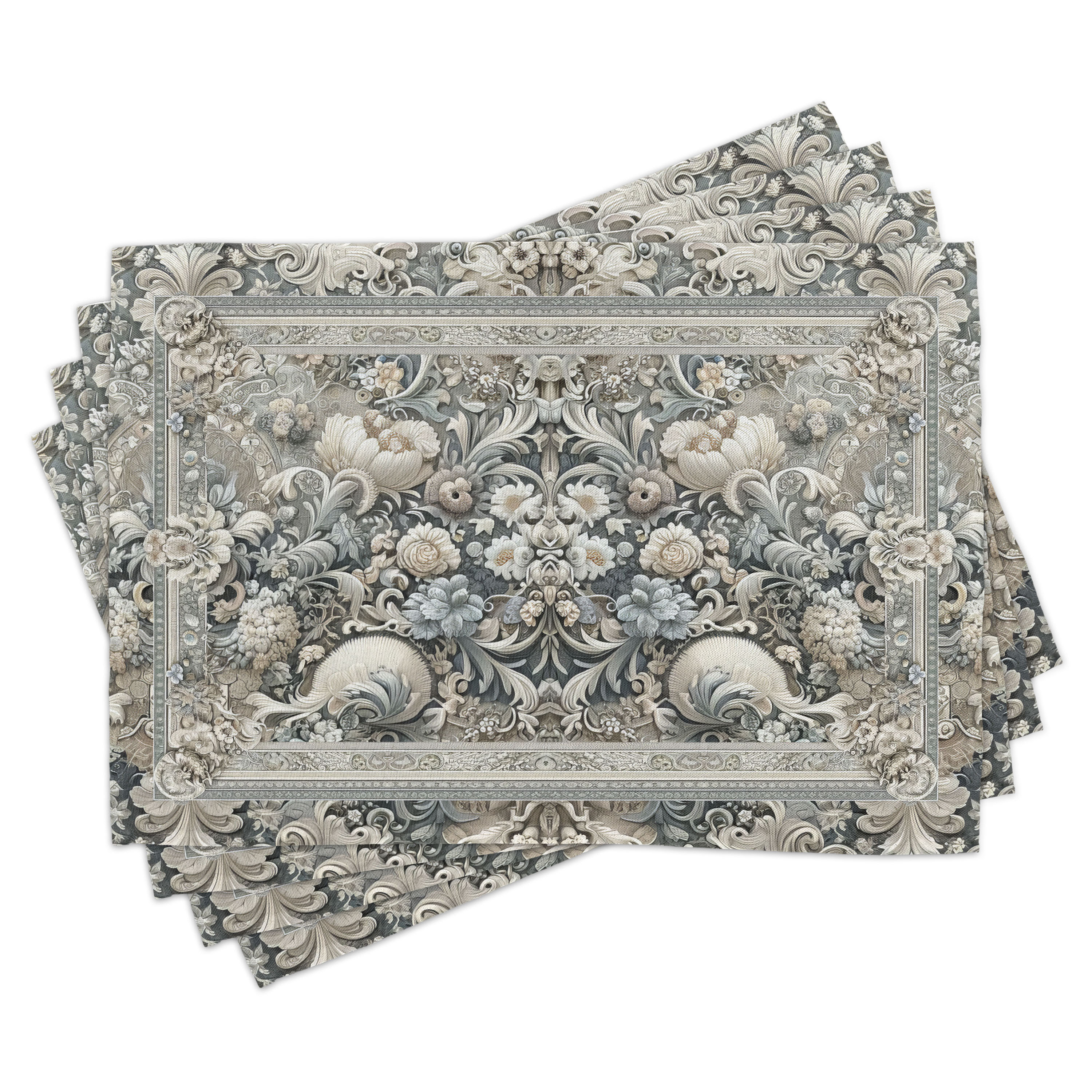 Ambesonne Floral Art Table Runner & Placemats Placemat 4 pcs + Runner ...