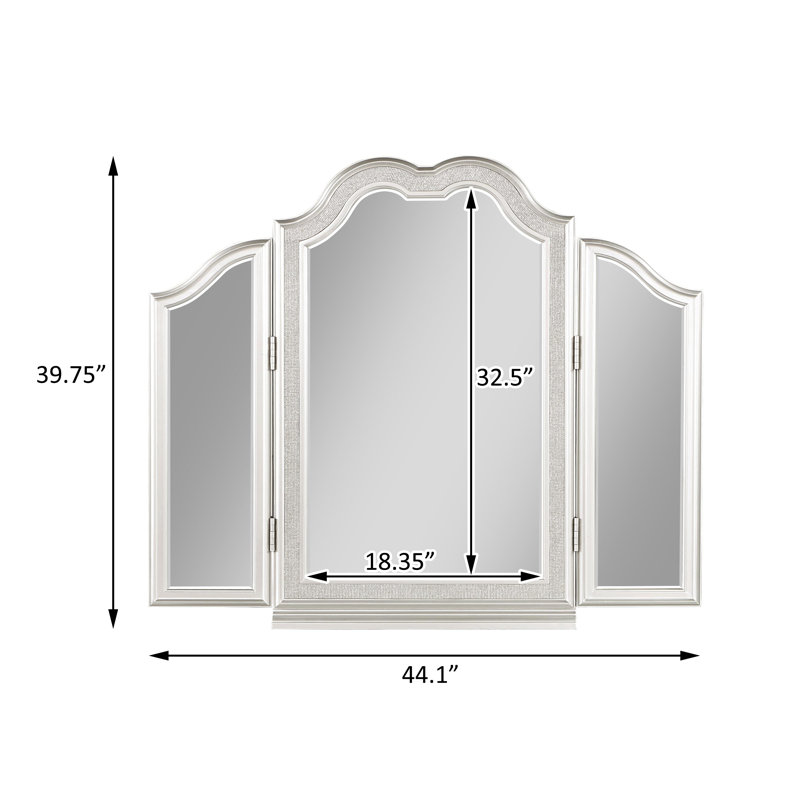 House of Hampton® Tri-Fold Vanity Mirror Silver Oak | Wayfair