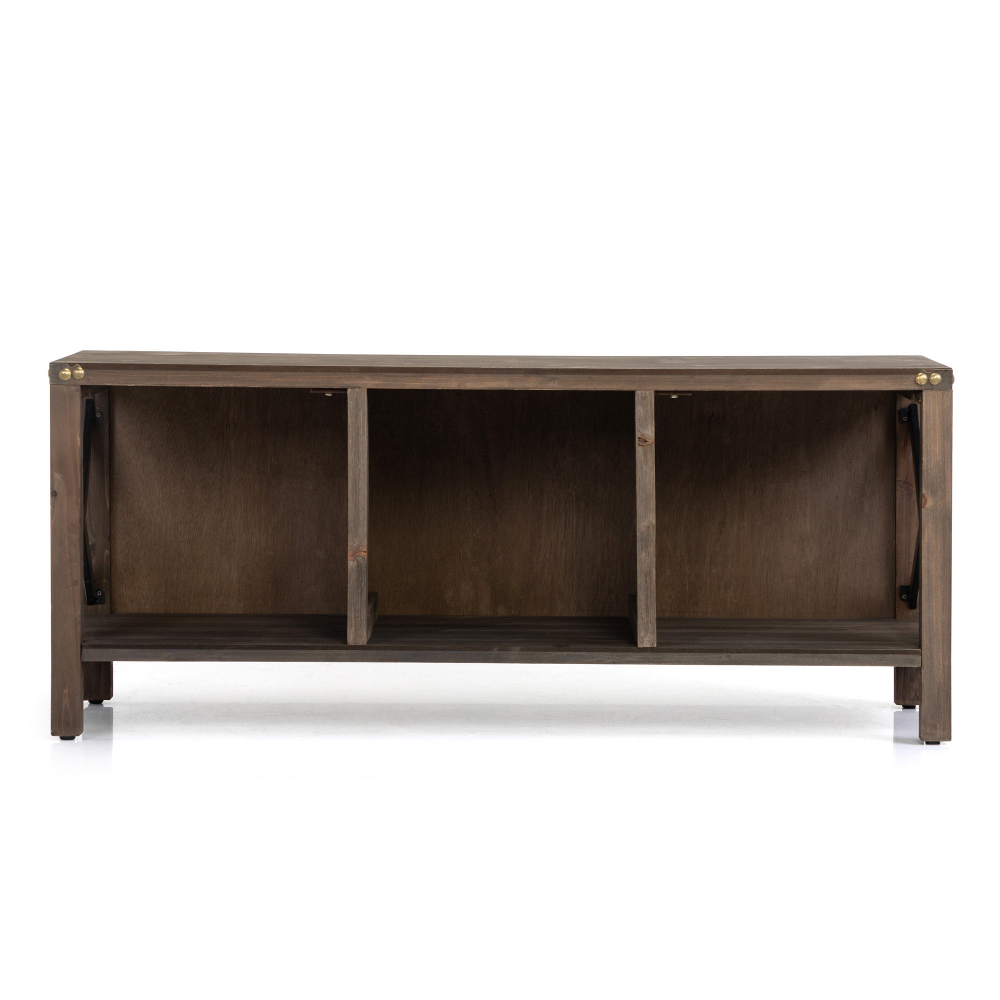 Gracie Oaks Farmhouse Shoe Storage Bench, Wood 3 Cubbies Shoe Organizer ...