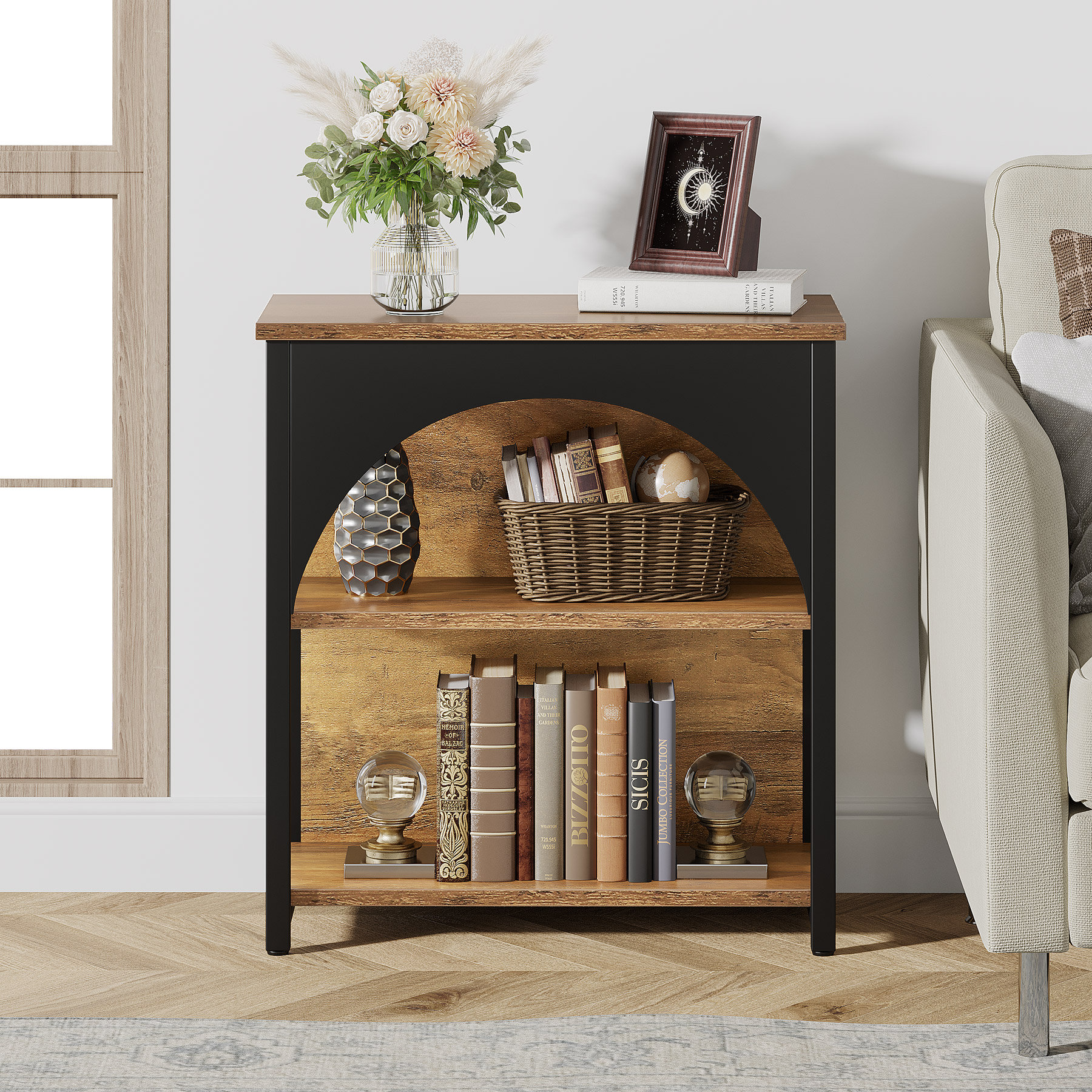 17 Stories 3-Tier Small Bookcase, Small Storage Shelf | Wayfair