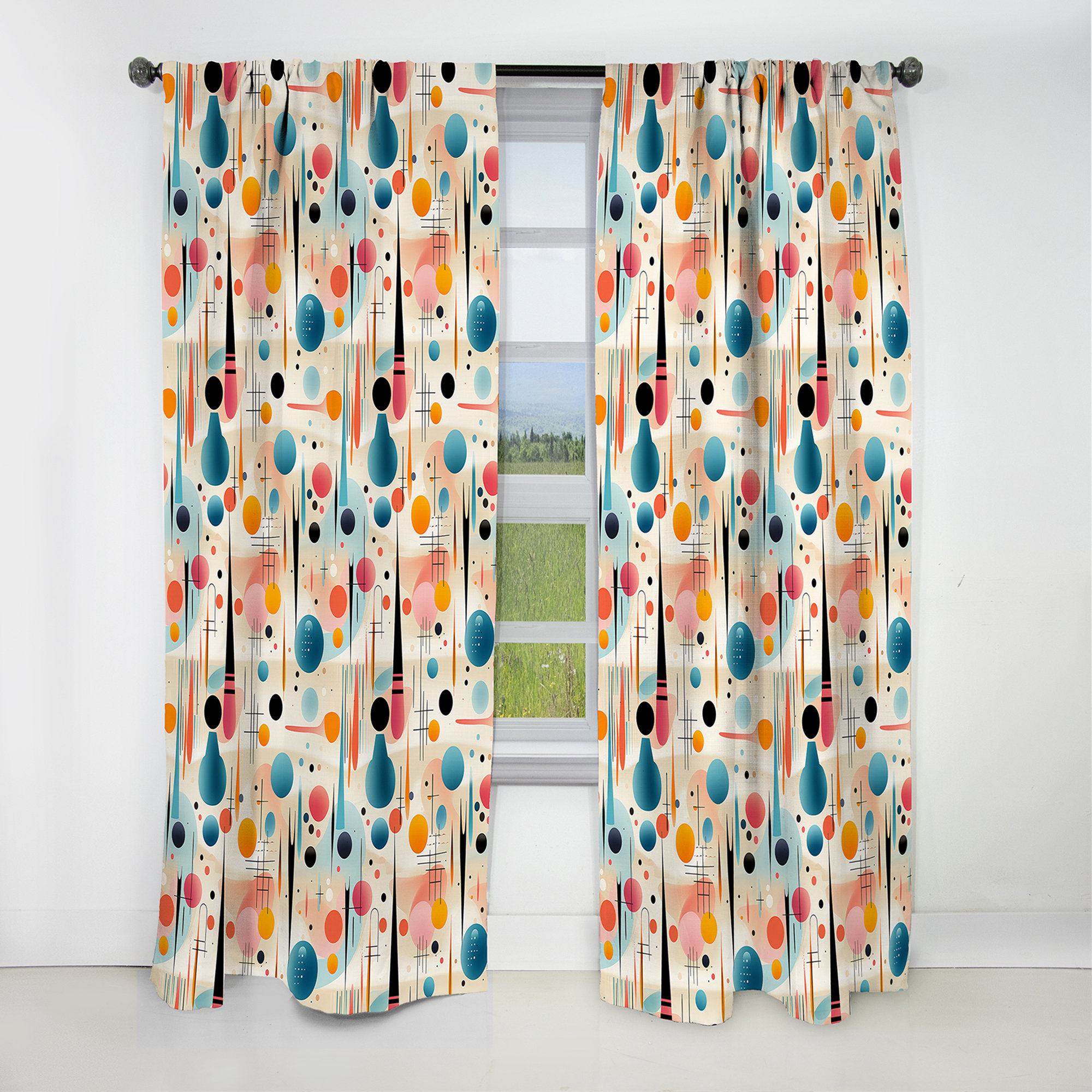 Design Art Multicolor Mid Century Geometric Pattern - Abstract ...