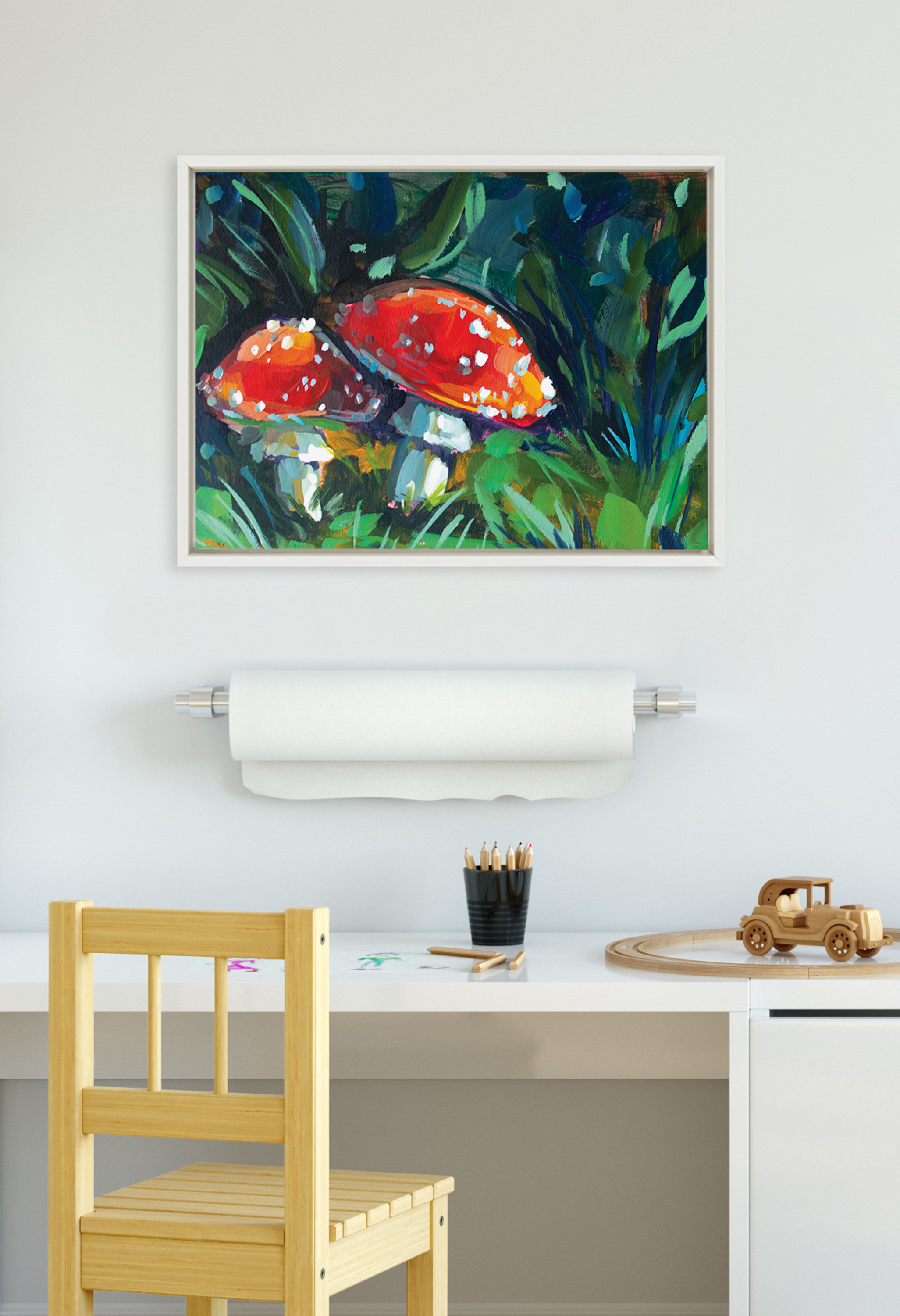 Beachcrest Home™ Shalyce Soft Painted Mushroom Plant Framed On Canvas ...
