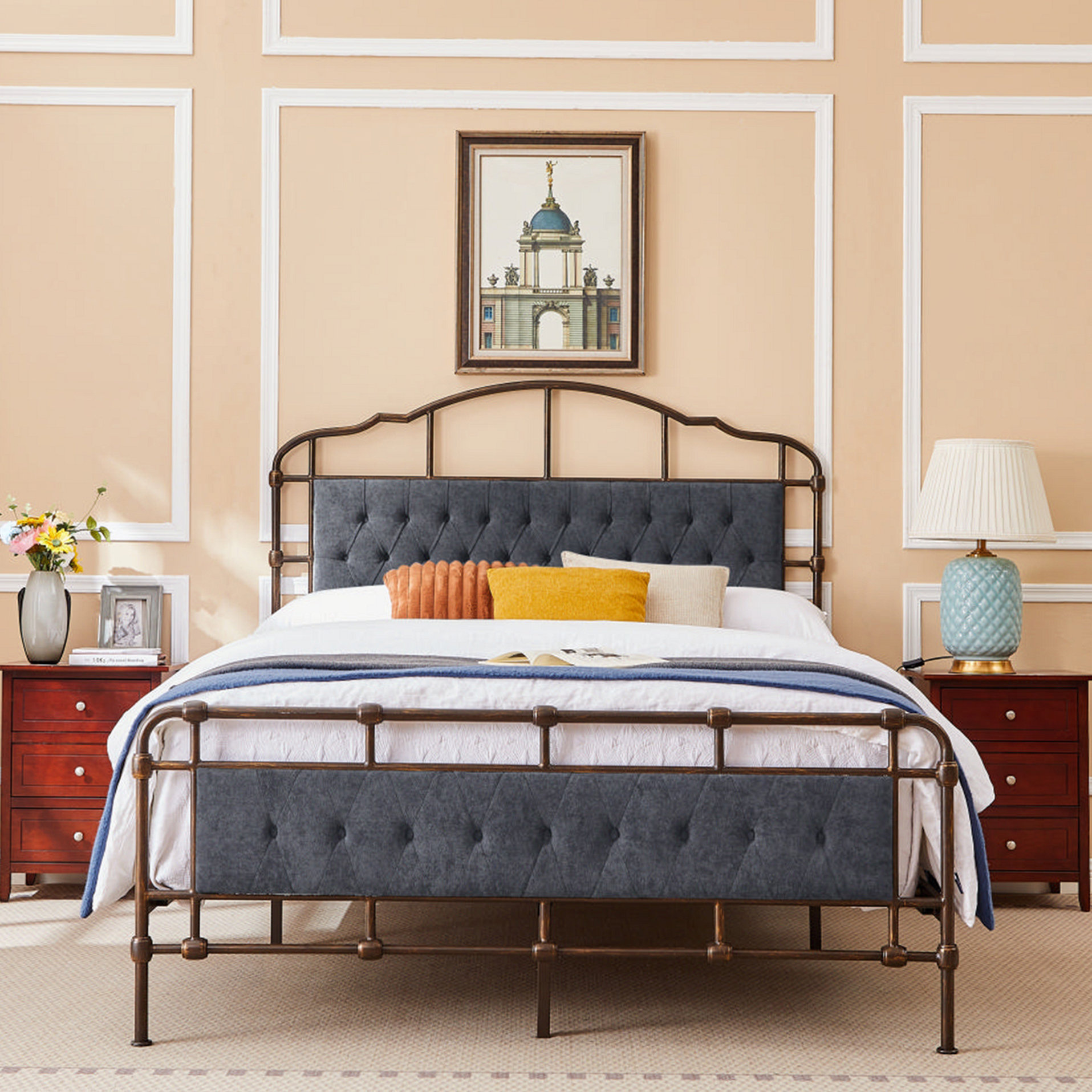 Williston Forge High Boad Metal bed with soft head and tail, no spring ...