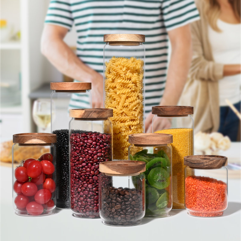 Gracie Oaks Glass Food 4 Piece Storage Jar Set & Reviews | Wayfair