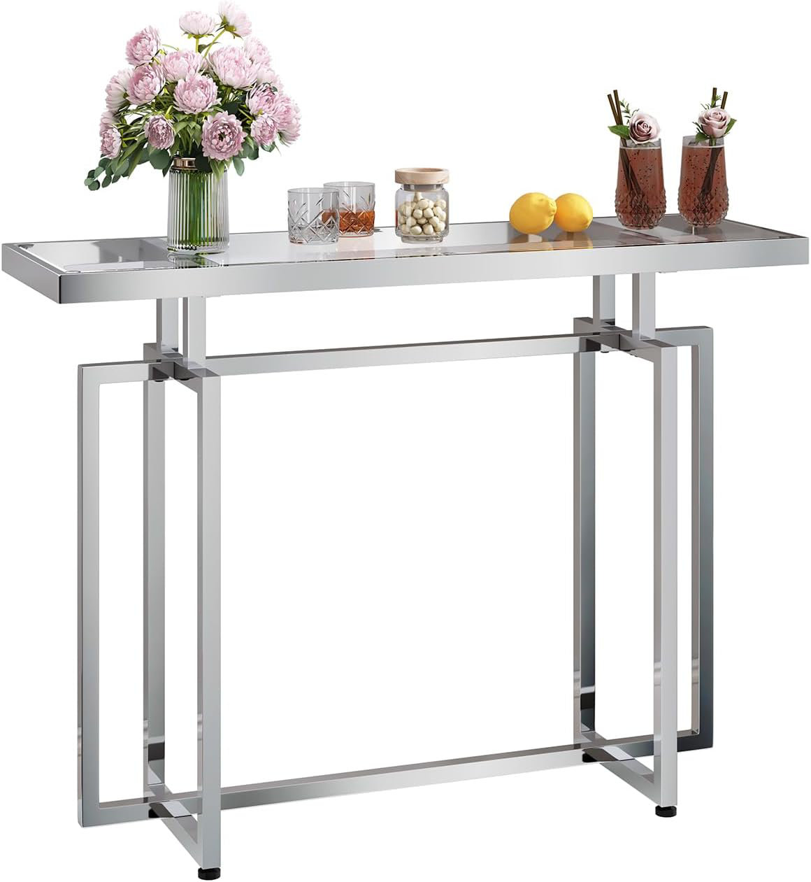Brayden Studio® Modern Glass Console Table With Tempered Glass And ...
