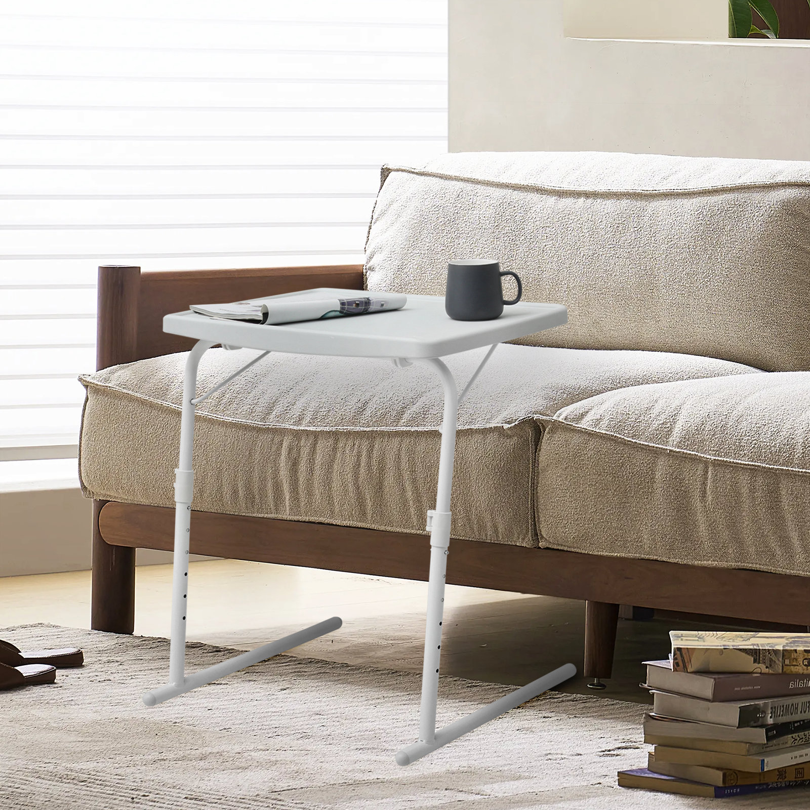 Ebern Designs Krystell 22" Sled Base Tilting TV Tray Table, Flip Top ...