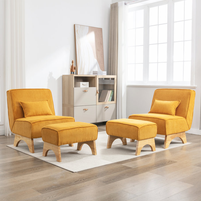 YC Upholstered Slipper Chair with Ottoman & Reviews | Wayfair