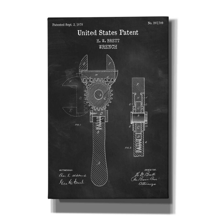 Williston Forge Wrench Blueprint Patent Chalkboard On Canvas by ...